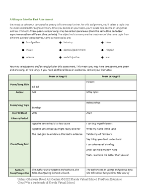 5.02 flvs assignment - History Lessons from Poetry Assessment ...
