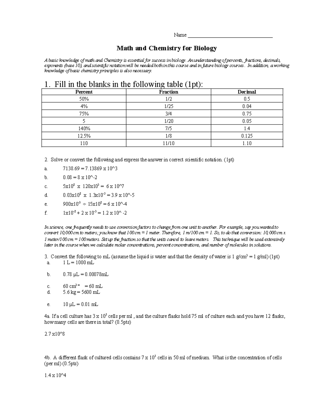 213 Mathfor Biol Worksheet - Name ...