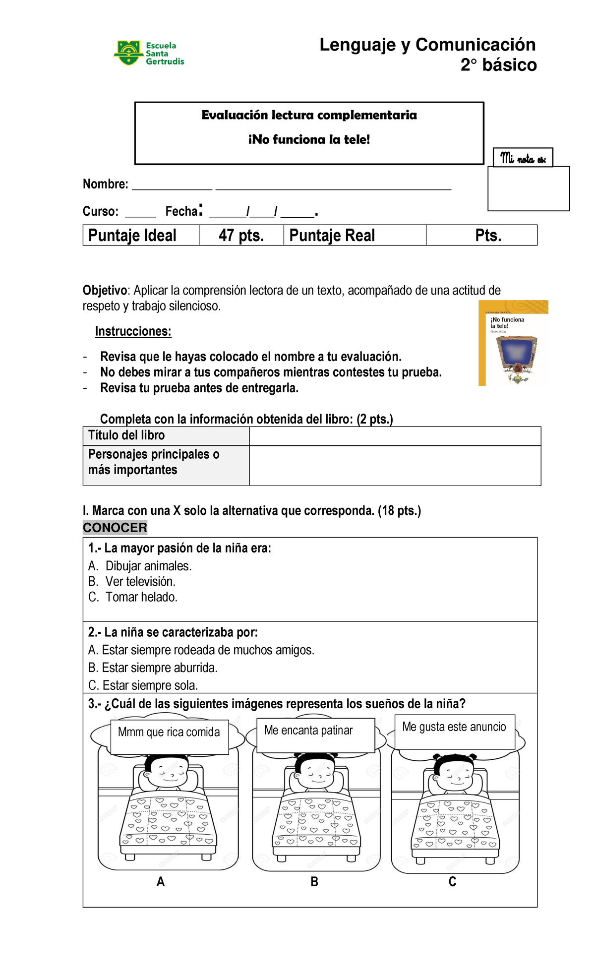 No funciona la tele prueba - 2° básico Nombre ...