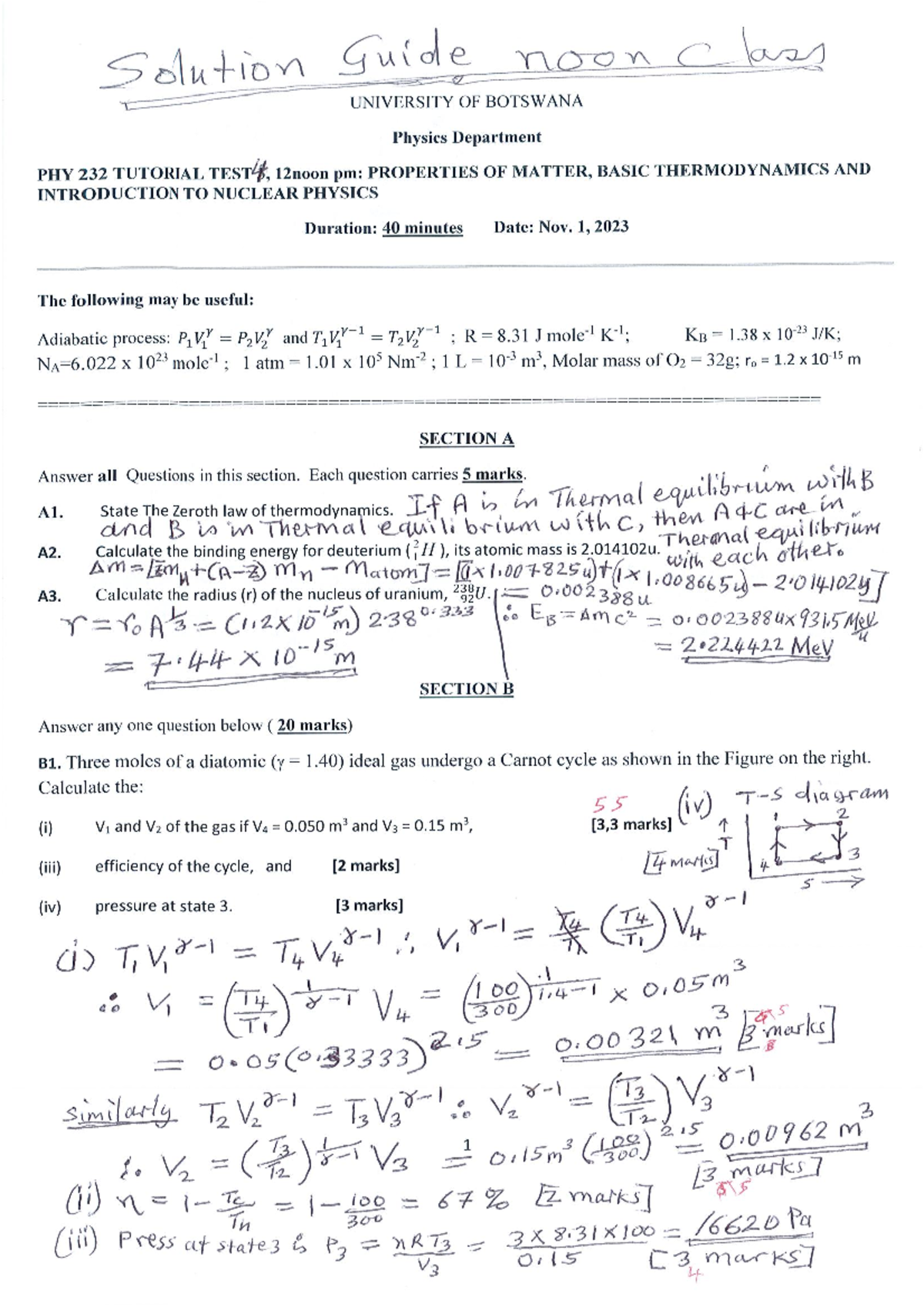 PHY232 Tut Test#4 noon Class Solution Guide 2023 page 1 - Solution ...