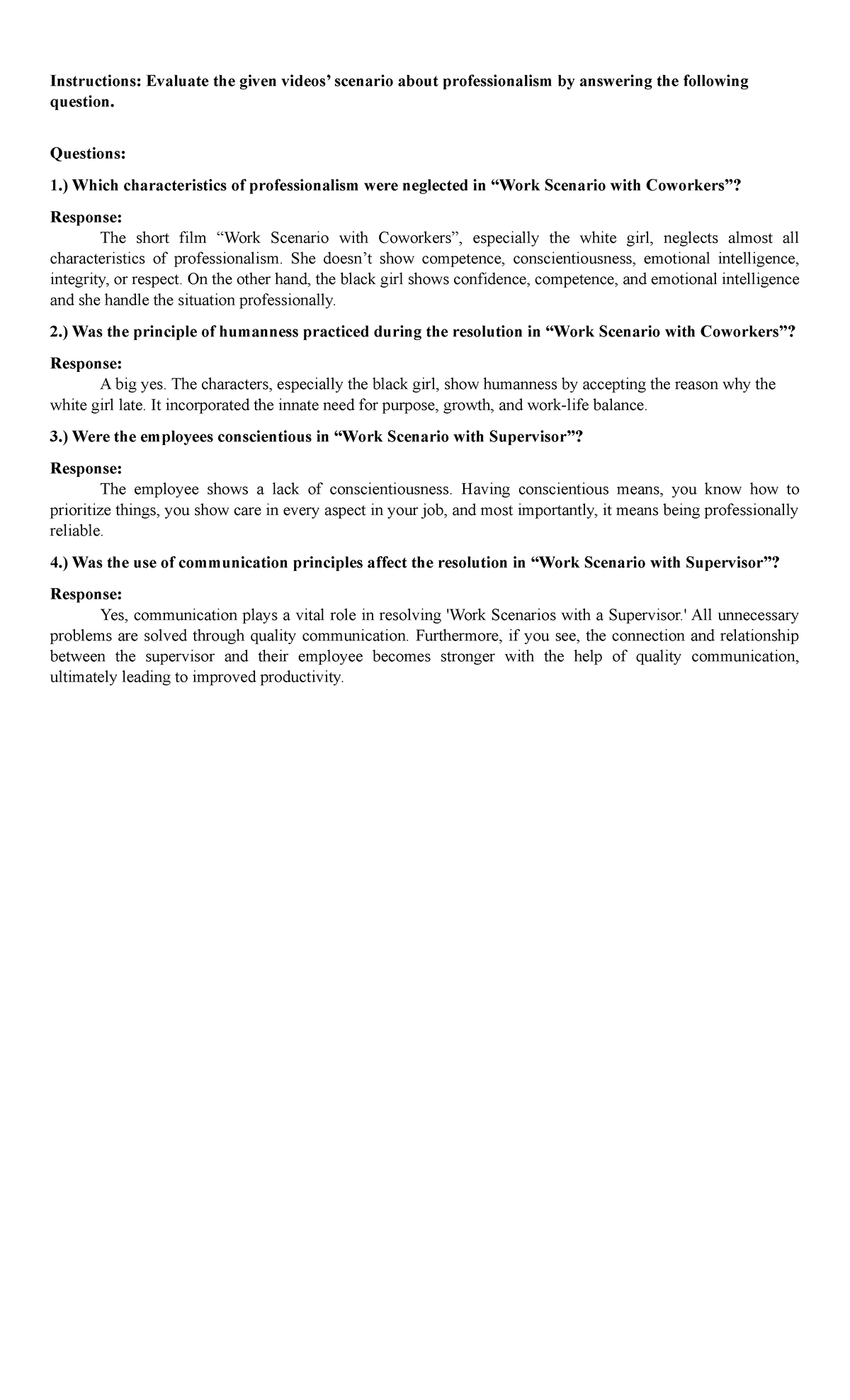 05 Performance Task 1 - Instructions: Evaluate the given videos ...