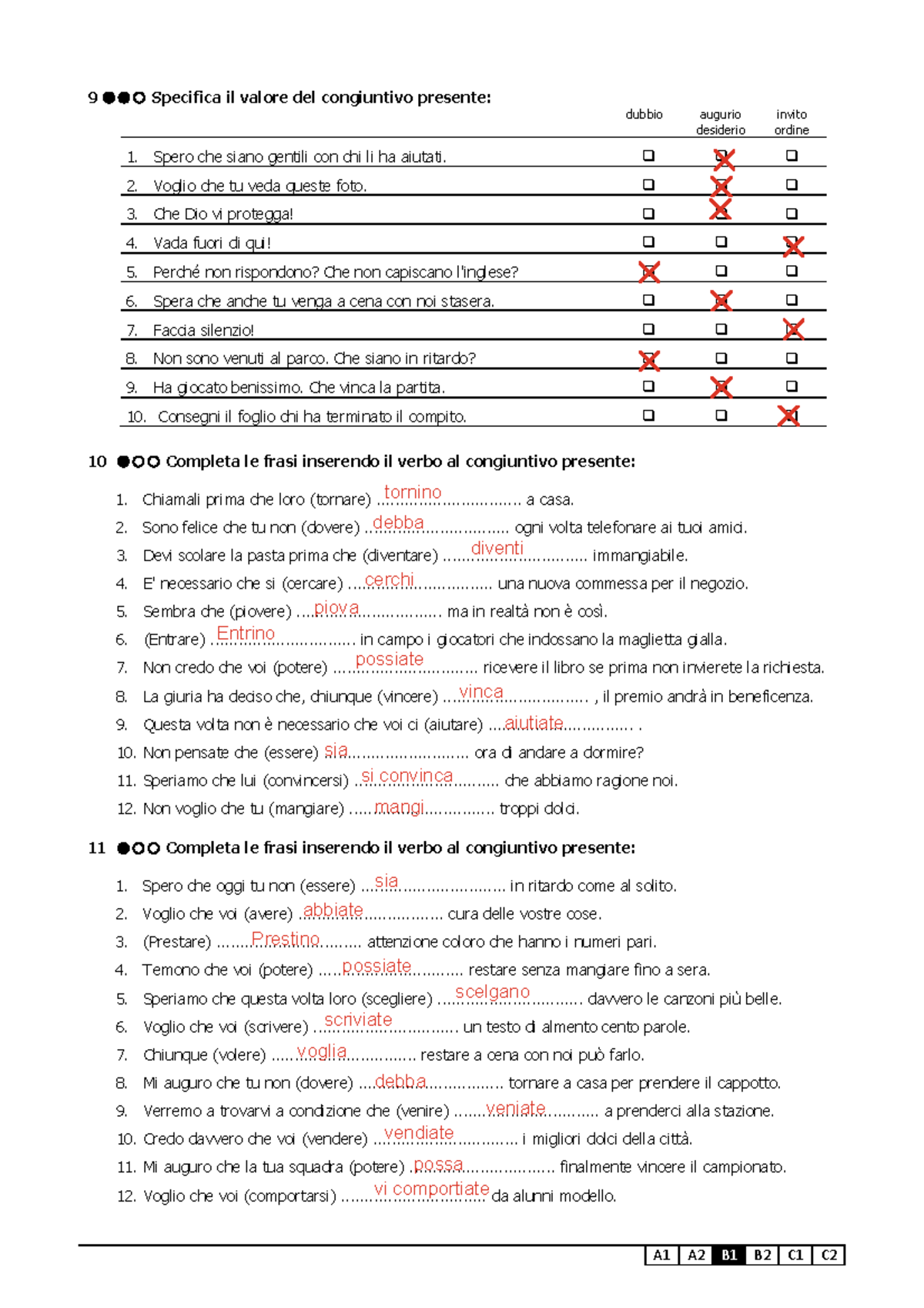 I3 Scheda 4 Congiuntivo presente esercizi 3 - !! A1! A2! B1! B2! C1! C2 ...
