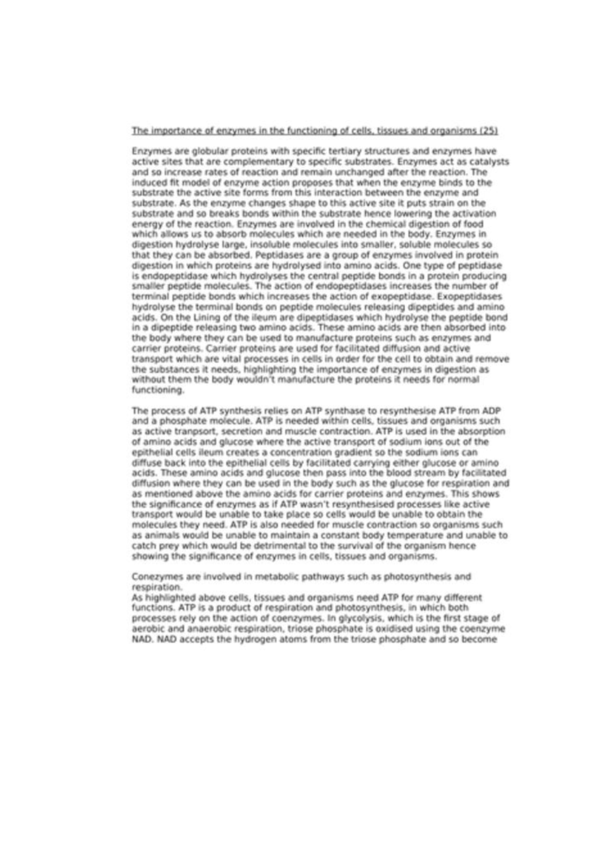 Atp - atp essay sample - The importance of enzymes in the functioning ...