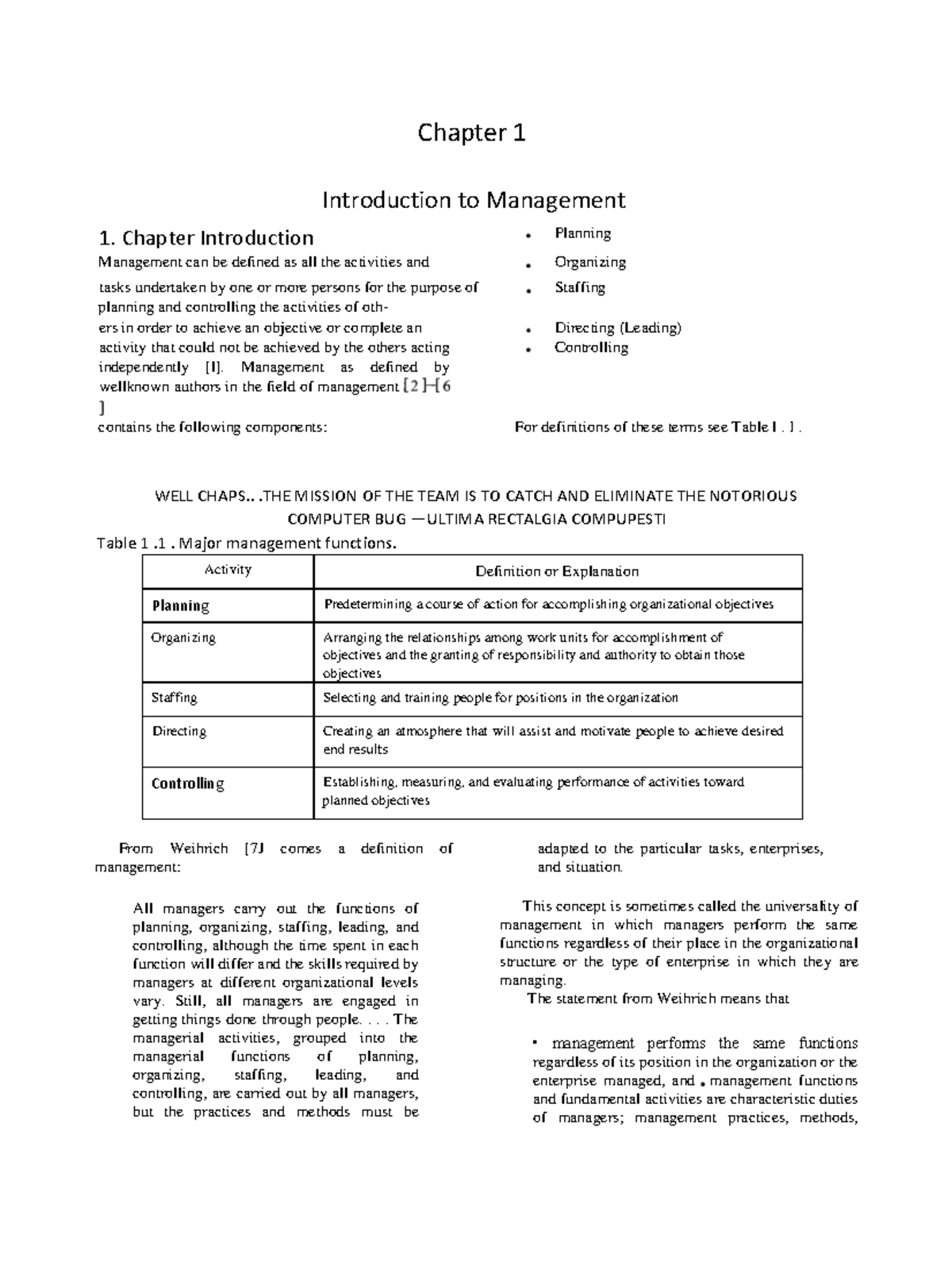 Manegment delt - Introduction to Management 1. Chapter Introduction ...