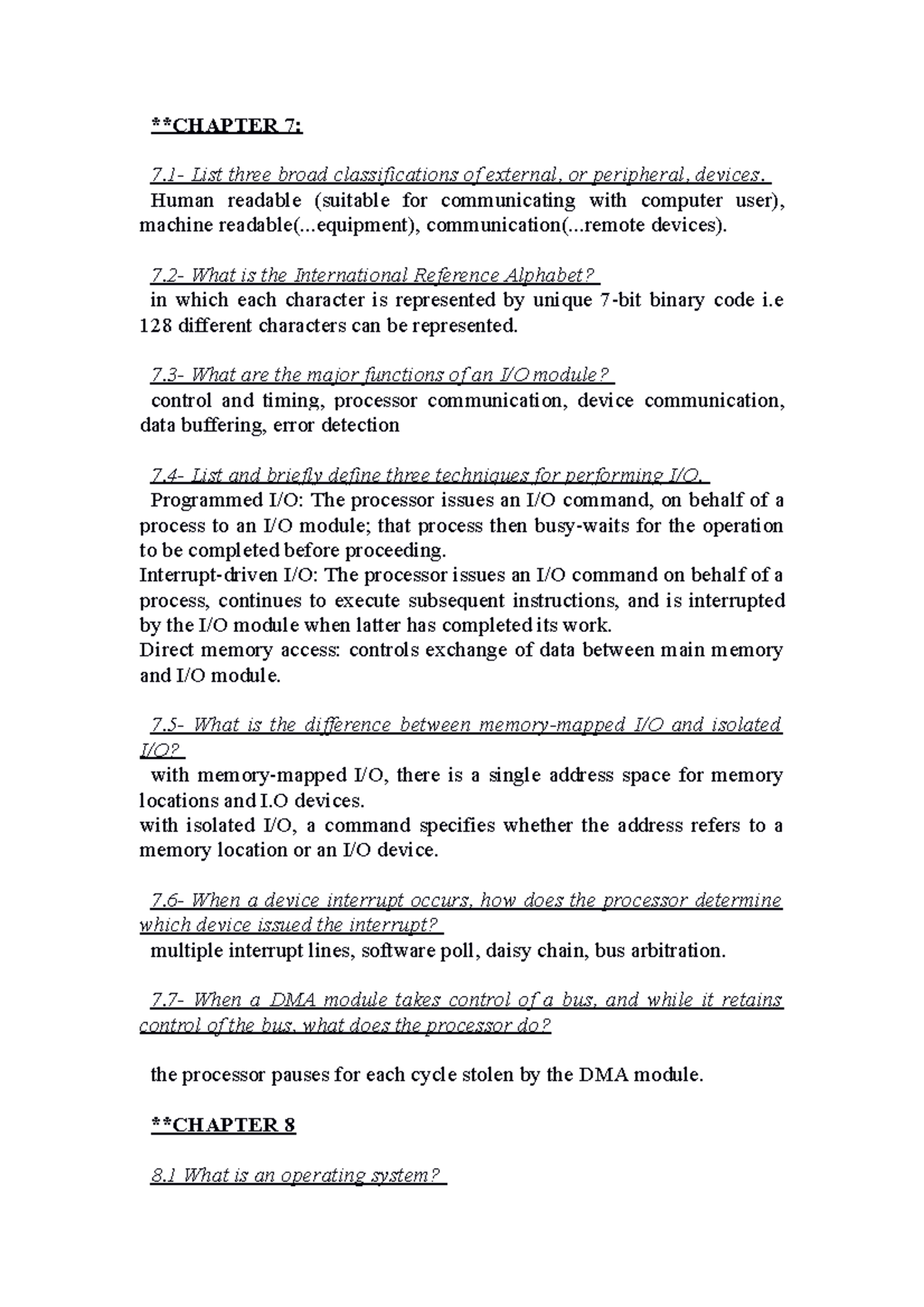 Chapter 3, 4 - Pham Phu Cuong - SE172784 - **CHAPTER 7: 7- List three broad classifications of ...