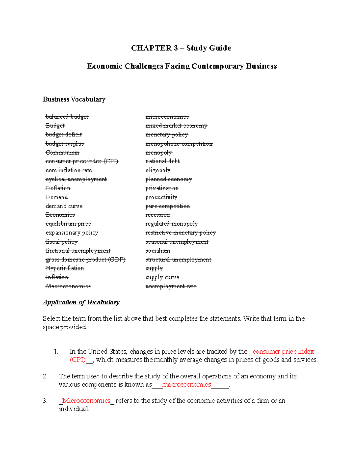 C201 Ch3 SG Economics - CHAPTER 3 – Study Guide Economic Challenges ...