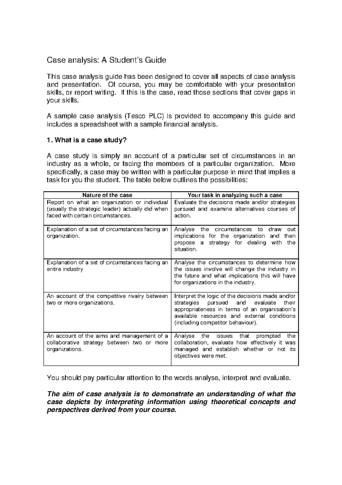 Case Analysis A Guide - Case analysis: A Student’s Guide This case ...