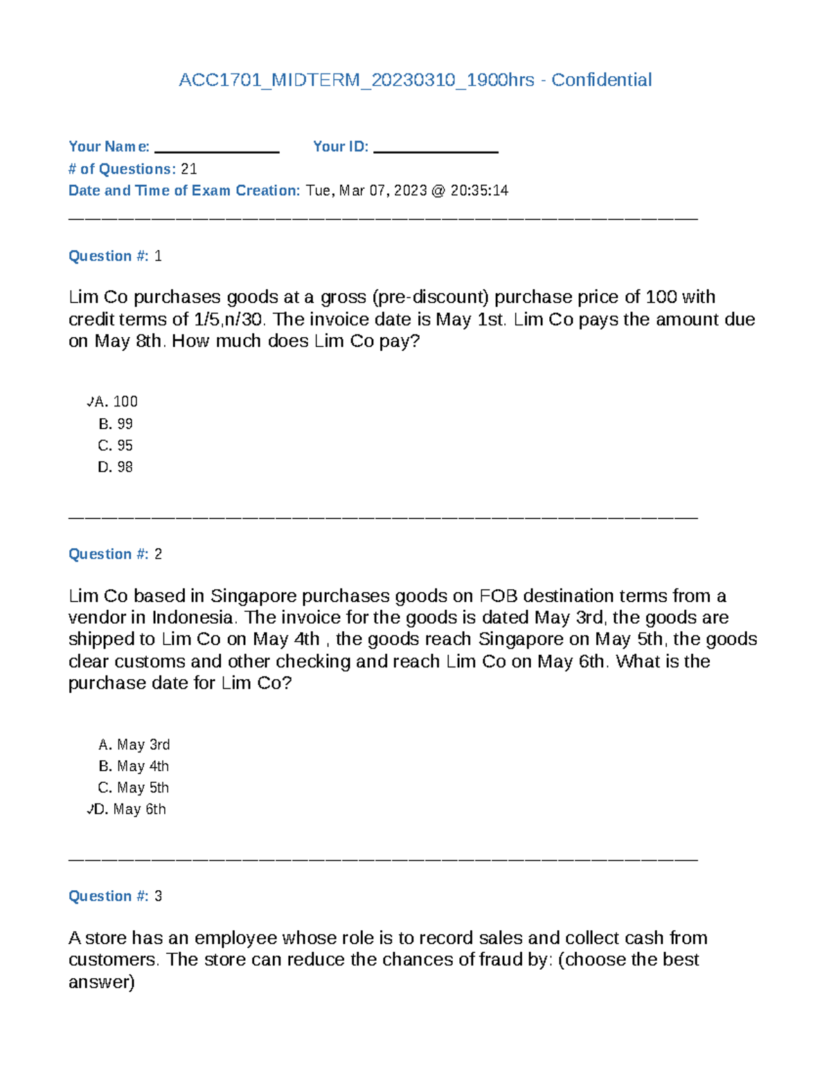 ACC1701 Midterm 20230310 1900hrs Solution - ACC1701_MIDTERM_20230310 ...