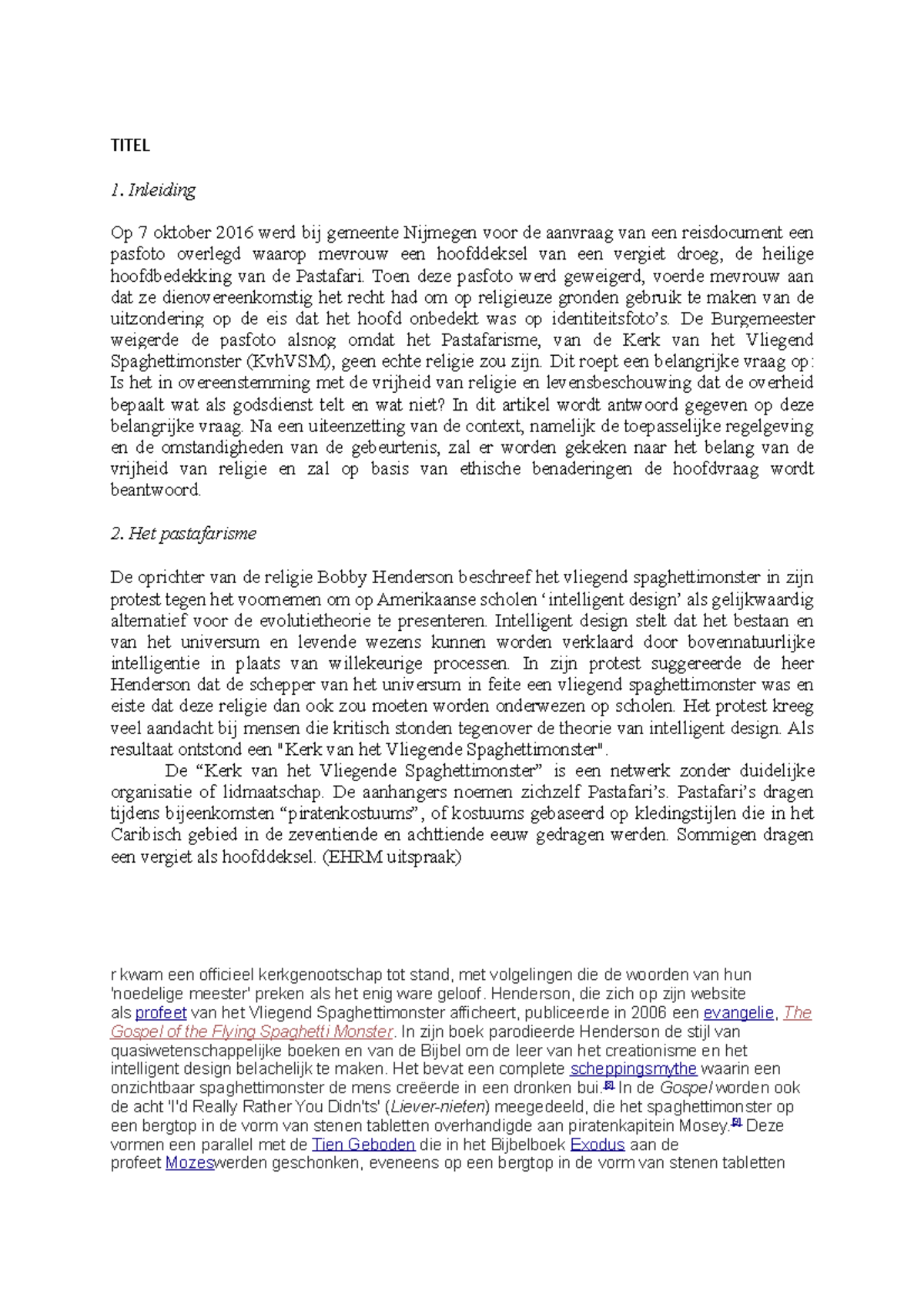 Concept betoog - Juridisch schrijven - TITEL 1. Inleiding Op 7 oktober 2016 werd bij gemeente ...