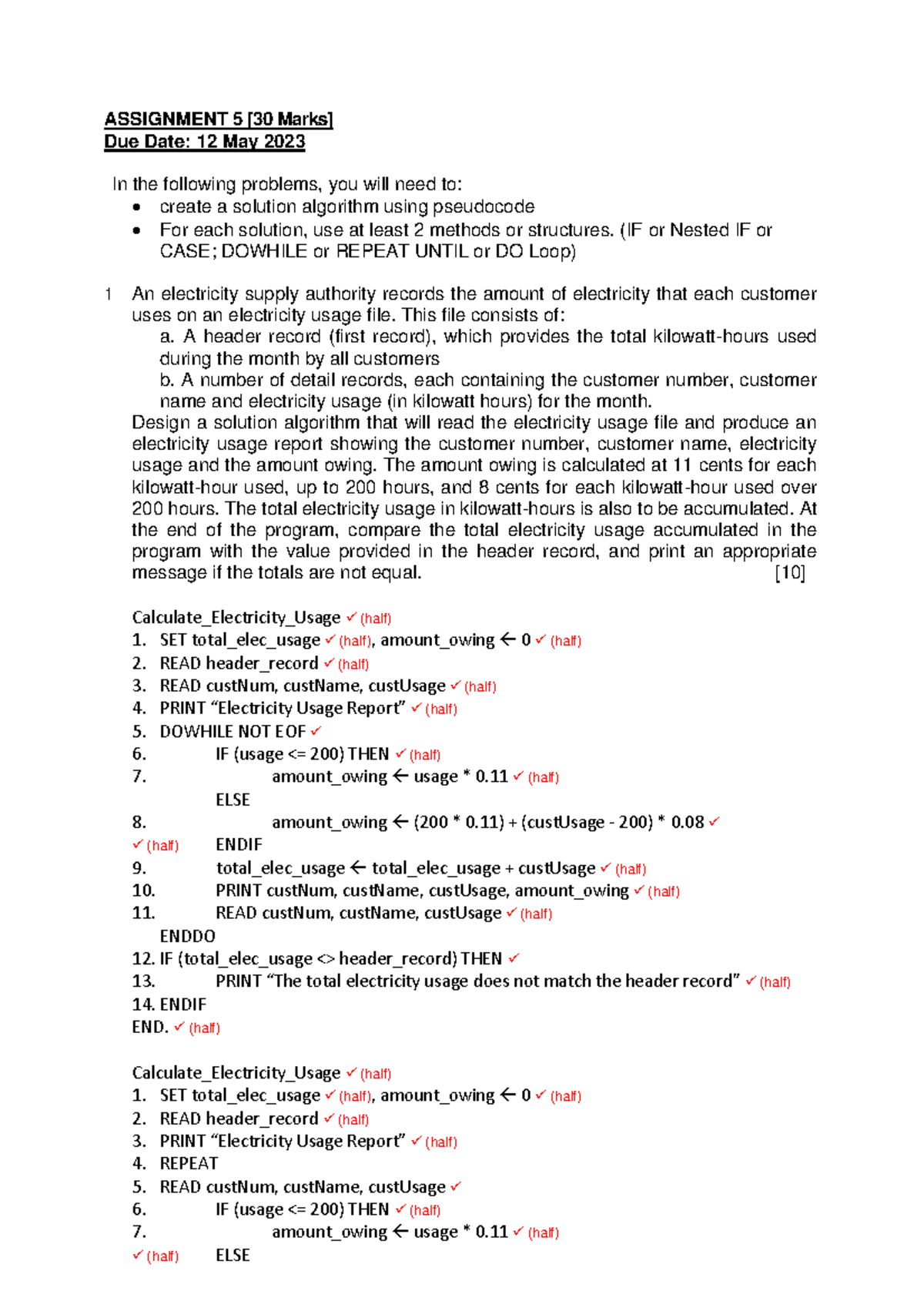 Assignment 5 Memo - ASSIGNMENT 5 [30 Marks] Due Date: 12 May 2023 In ...