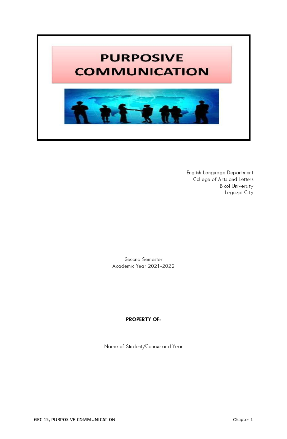 Chapter-1- Purcom - English Language Department College of Arts and Letters Bicol University ...