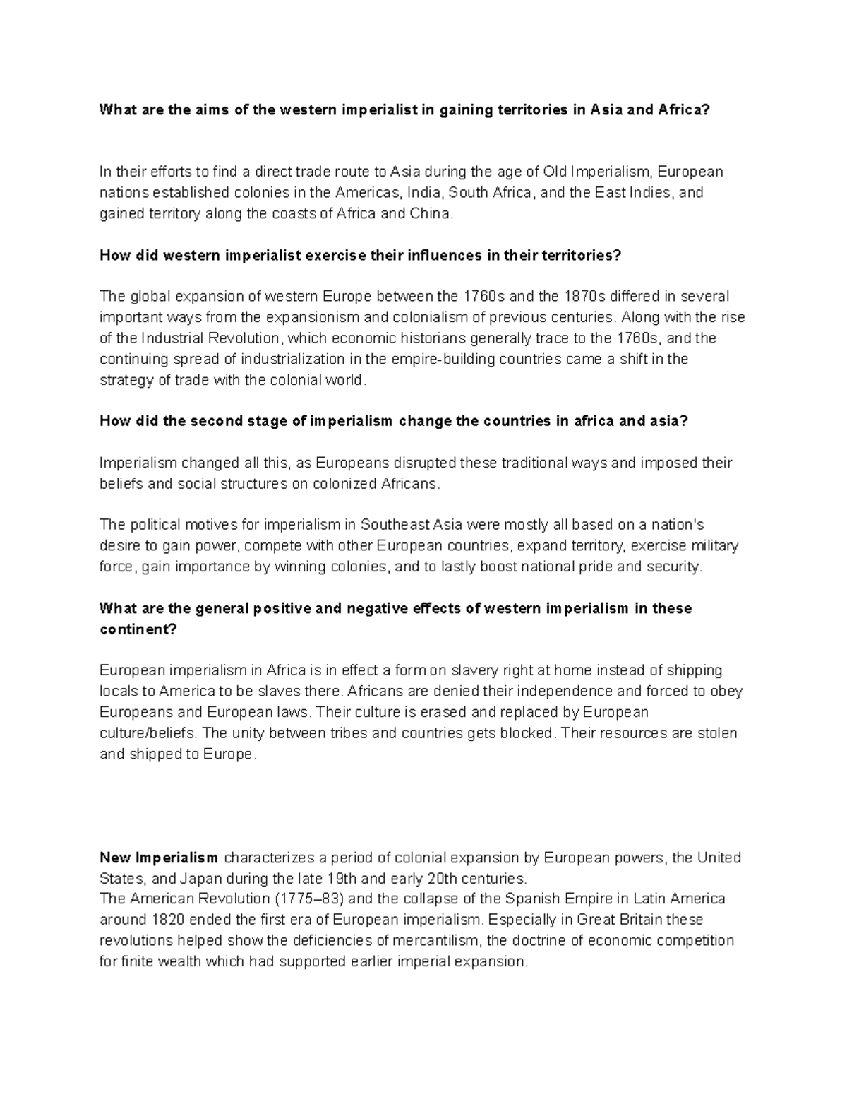 LG#20 - 21 Imperialism - roror - What are the aims of the western ...