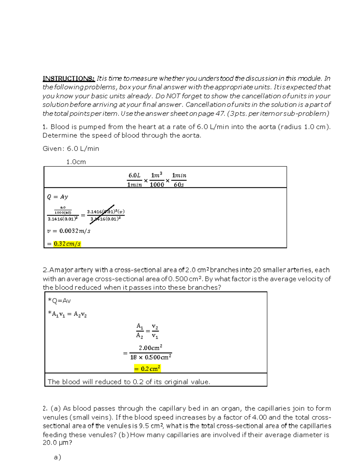 Biological Physics Module 6 Problem Solving - INSTRUCTIONS : It is time ...