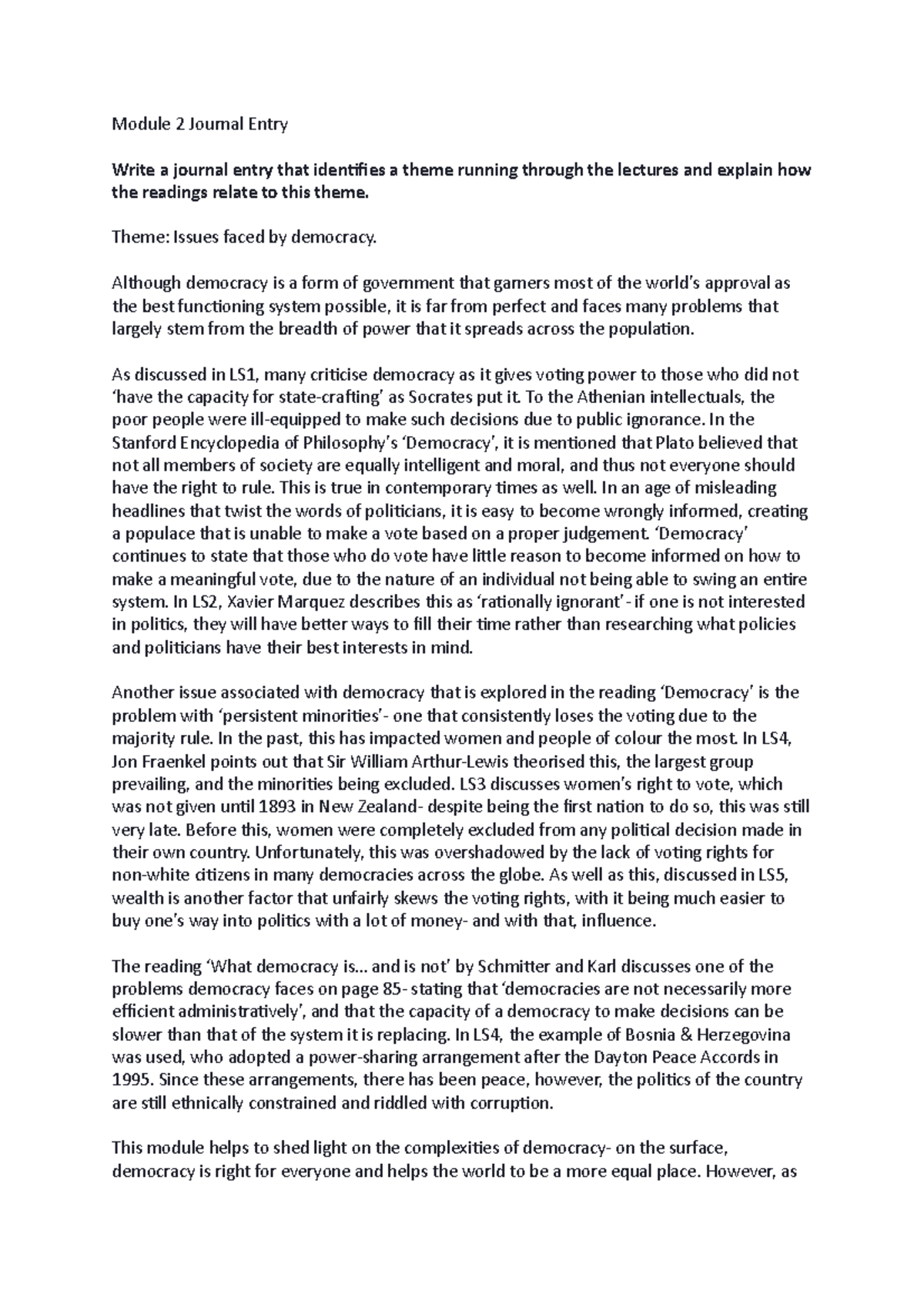 Module 2 Journal Entry - Module 2 Journal Entry Write a journal entry ...