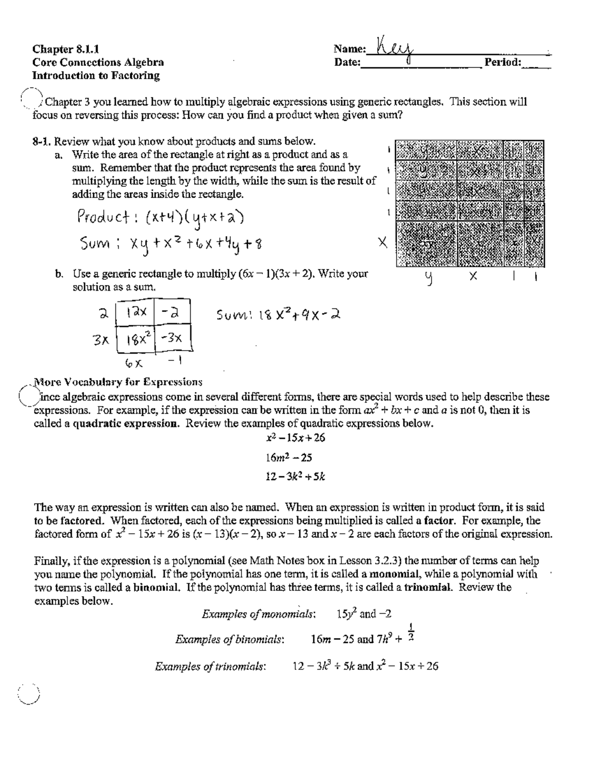 Practice Problems 8.1.1 -8.1.5 filled in answer key - Studocu