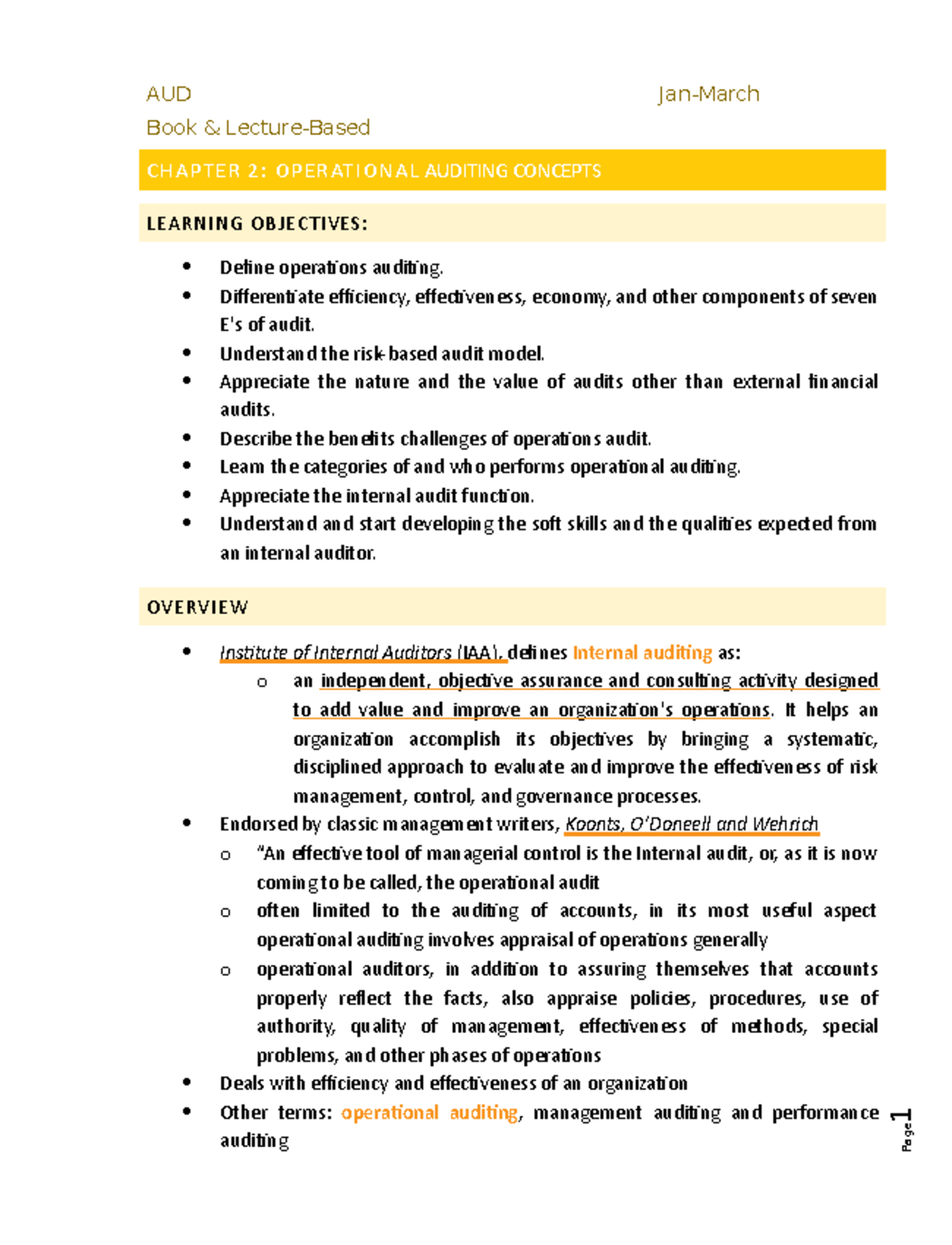 Chapter 2 - op aud - Book & Lecture-Based CHAPTER 2: OPERATIONAL AUDITING CONCEPTS LEARNING ...