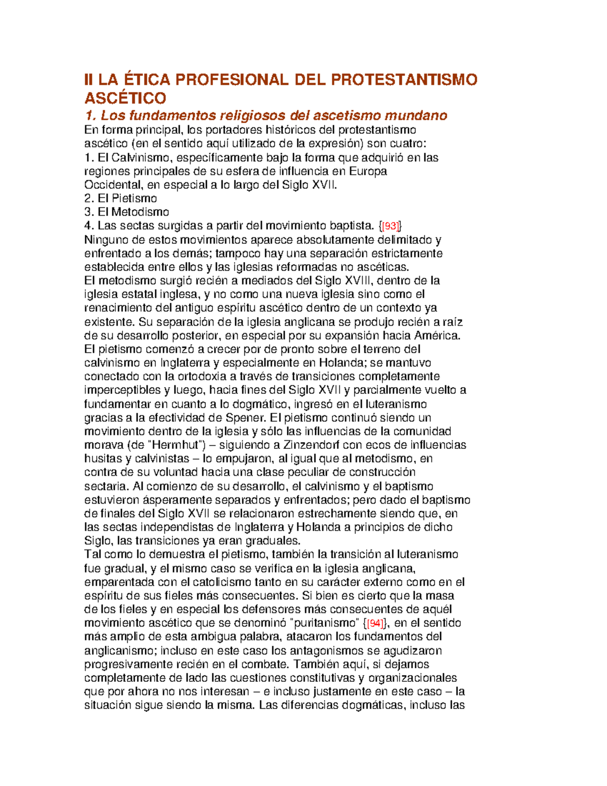 CAP II Parte 1 - RESUMEN - II LA ÉTICA PROFESIONAL DEL PROTESTANTISMO ...