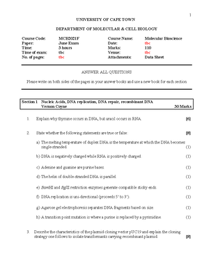 MCB2021F 2023 -1- Amino Acids - Handout - MCB2021F Molecular Bioscience Thomas Oelgeschläger ...