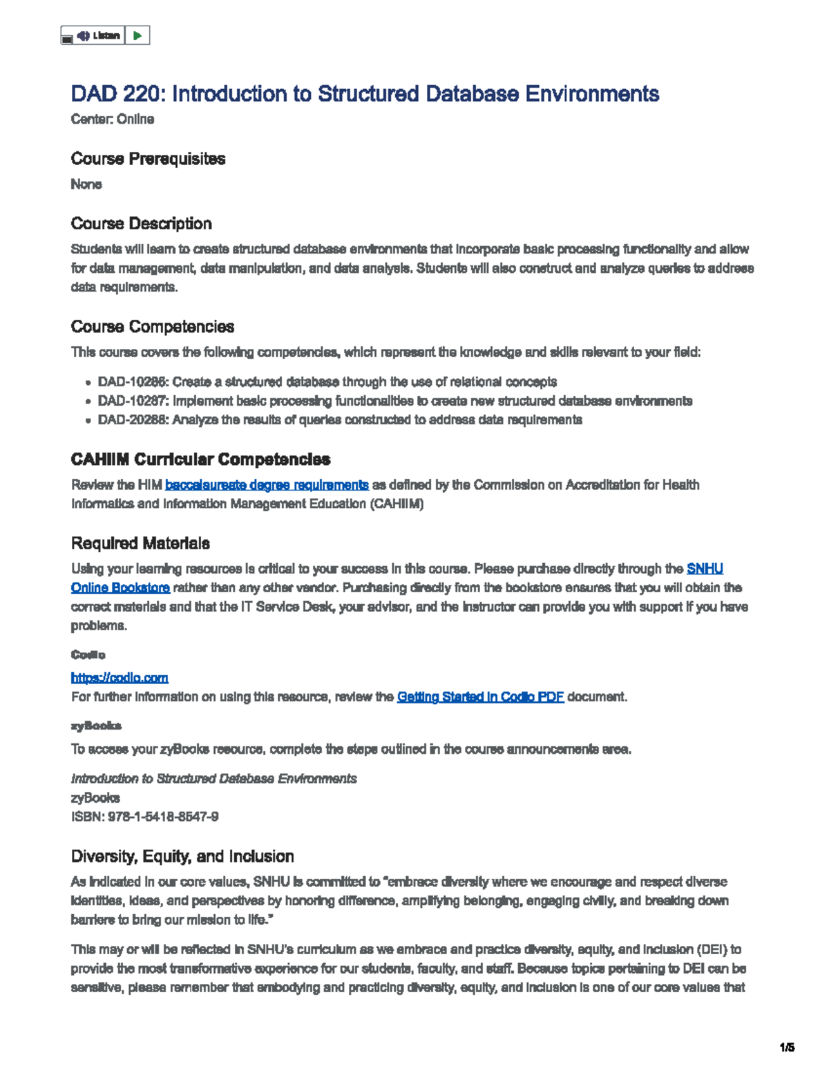 DAD 220 Syllabus longer - DAD220 - Studocu