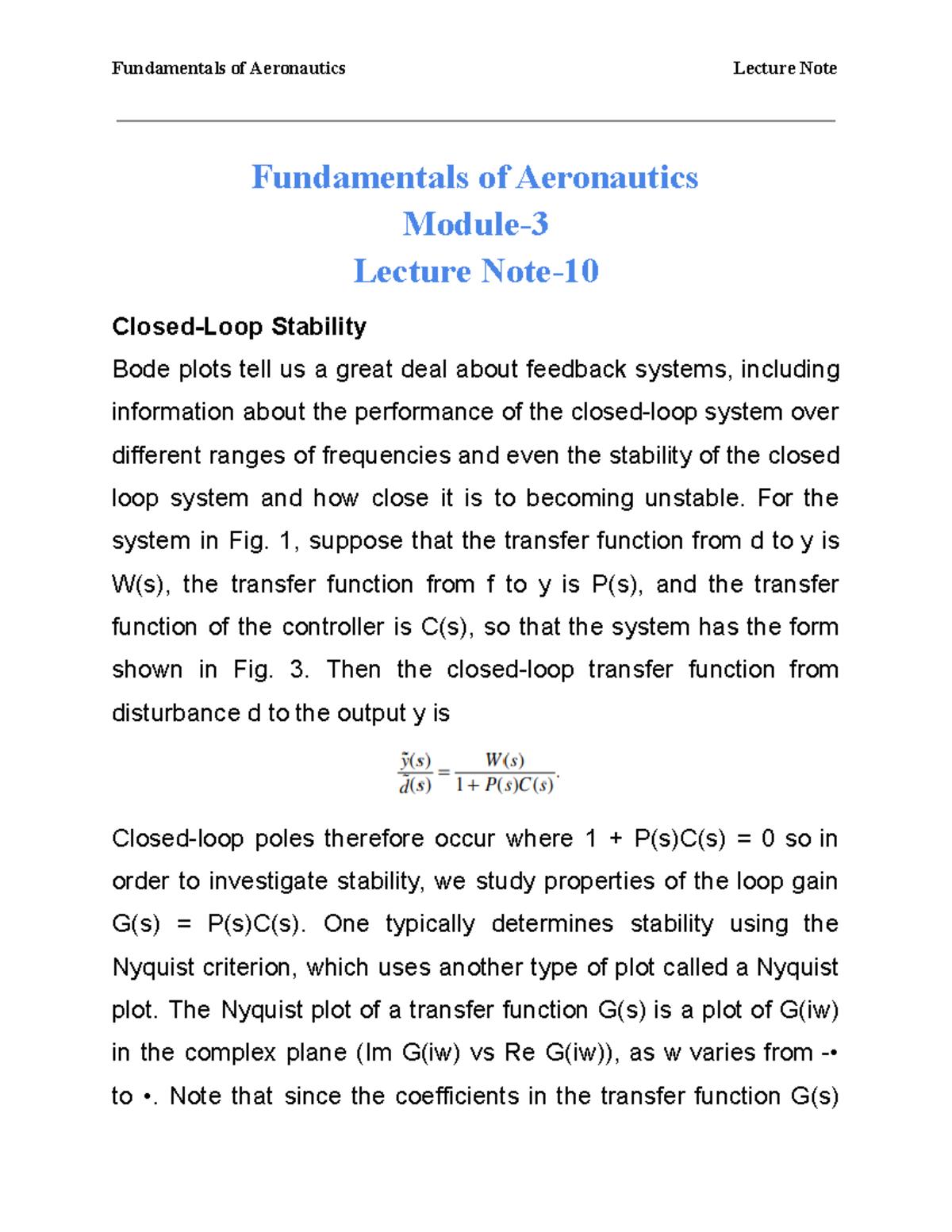 Fundamentals of Aeronautics Module 3 Lecture note 10 - Fundamentals of ...