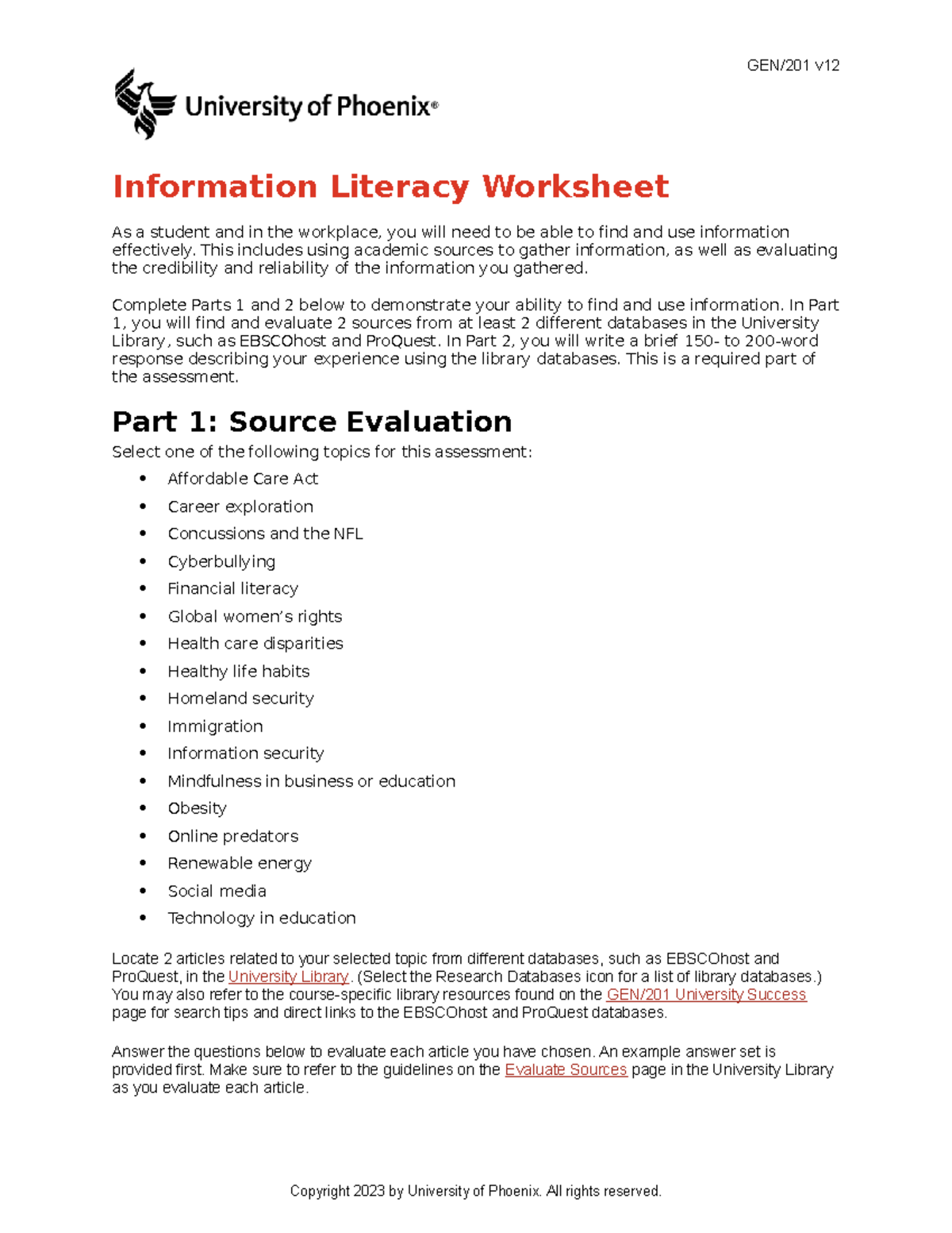 Gen201 v12 wk4 information literacy worksheet - GEN/201 v Information ...