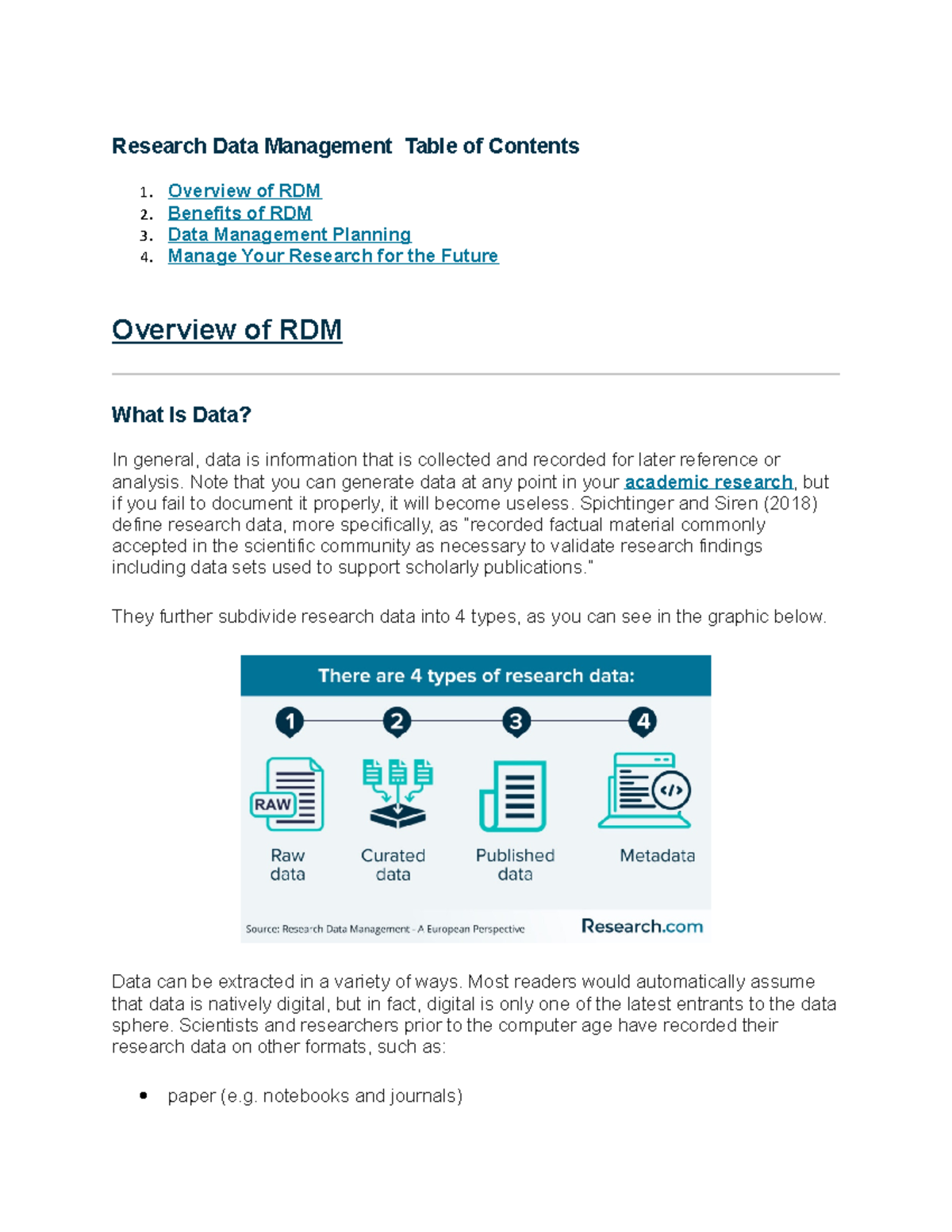 Research Data Management - 2. 3. 4. Overview of RDM Benefits of RDM ...