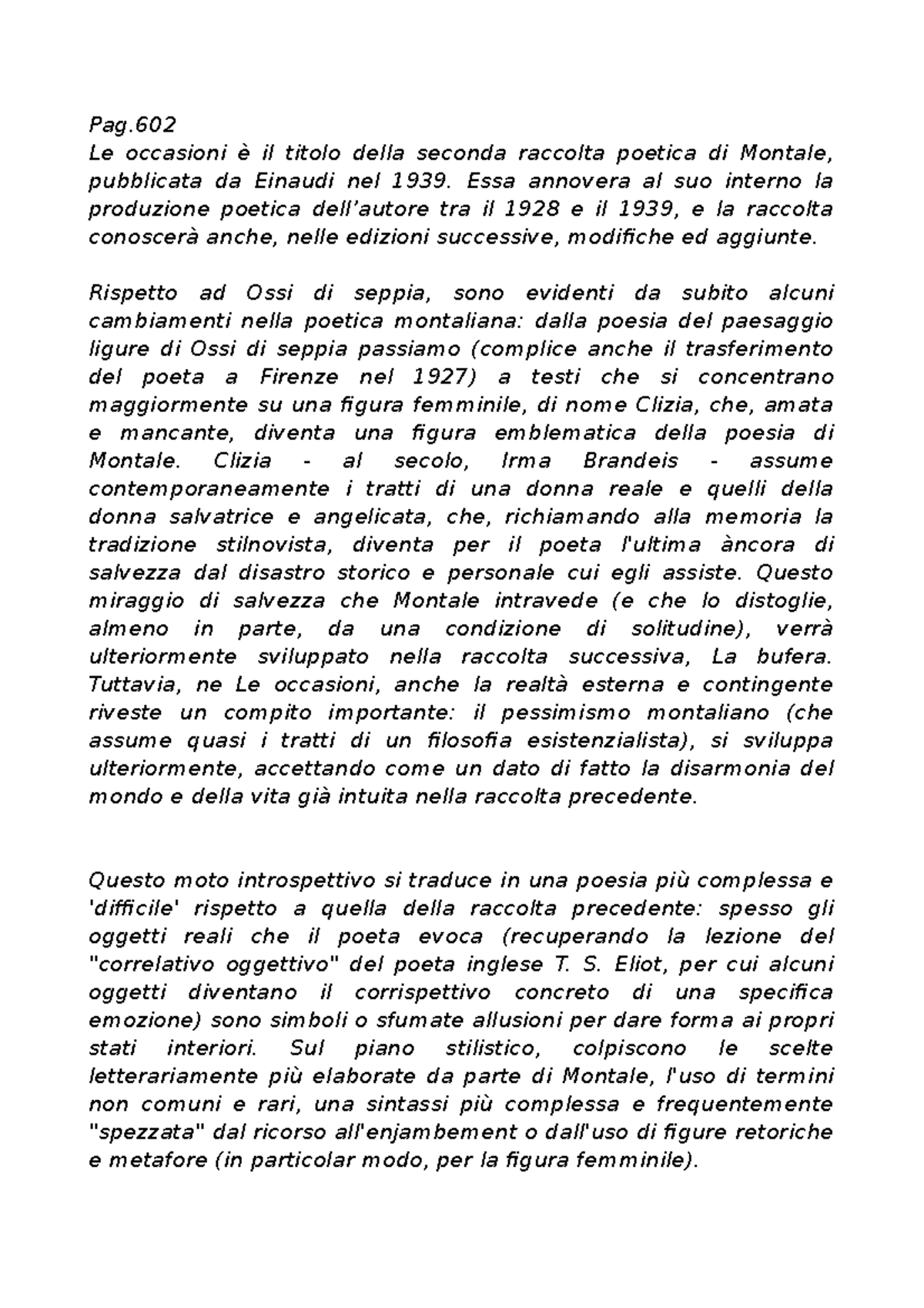 Tu non ricordi la casa dei doganieri - Pag. Le occasioni è il titolo ...