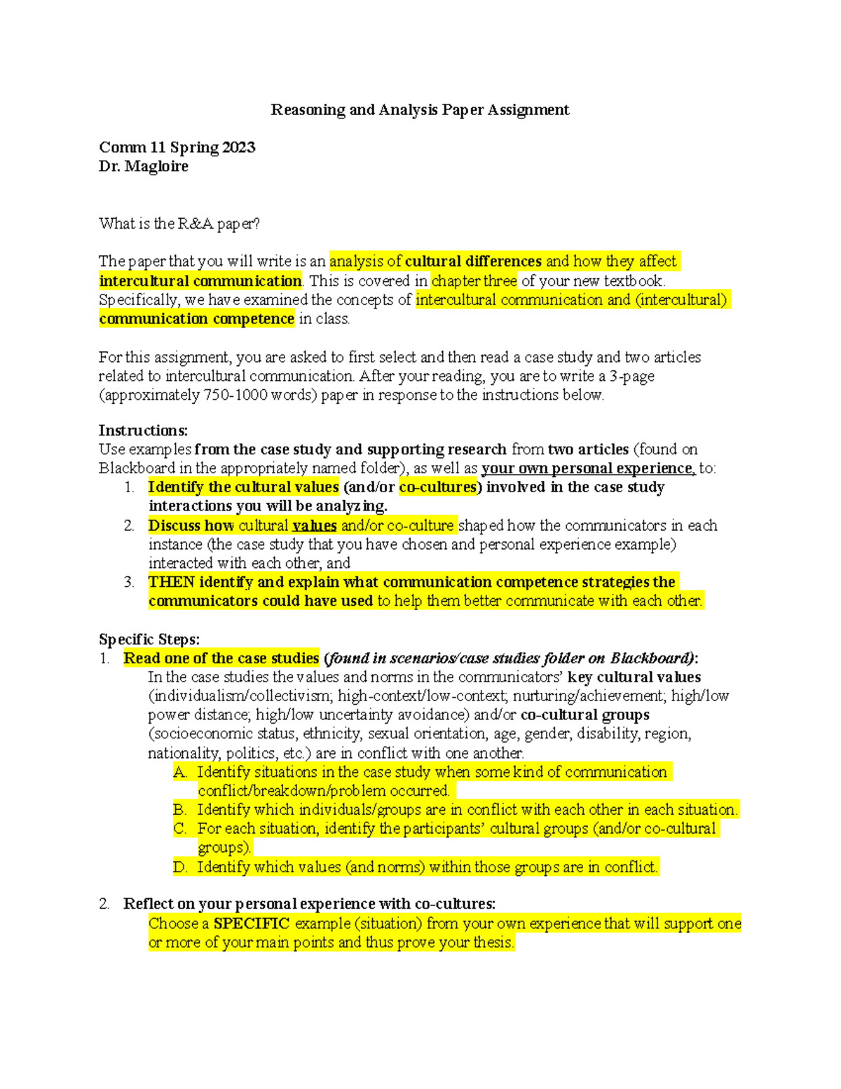 Written Assignment RA CMS11 for spr 2023 - Reasoning and Analysis Paper ...