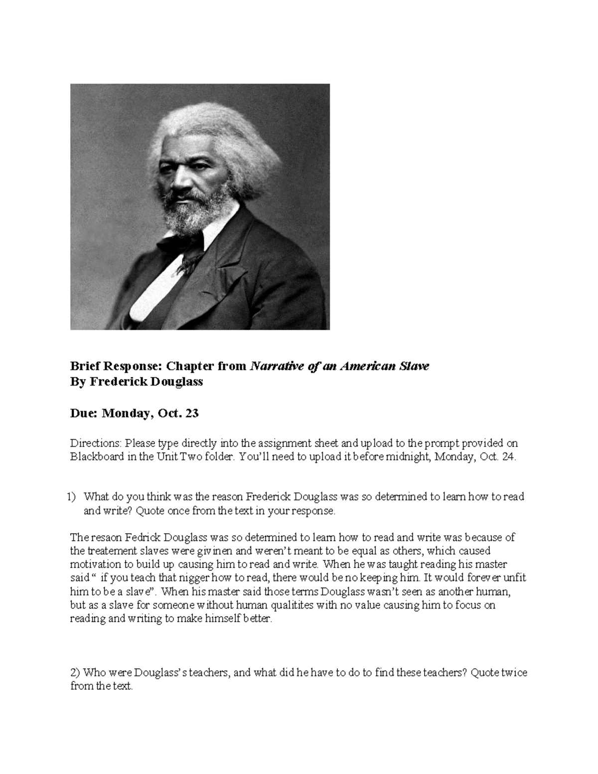 Brief Response Douglass-1 - Brief Response: Chapter from Narrative of ...