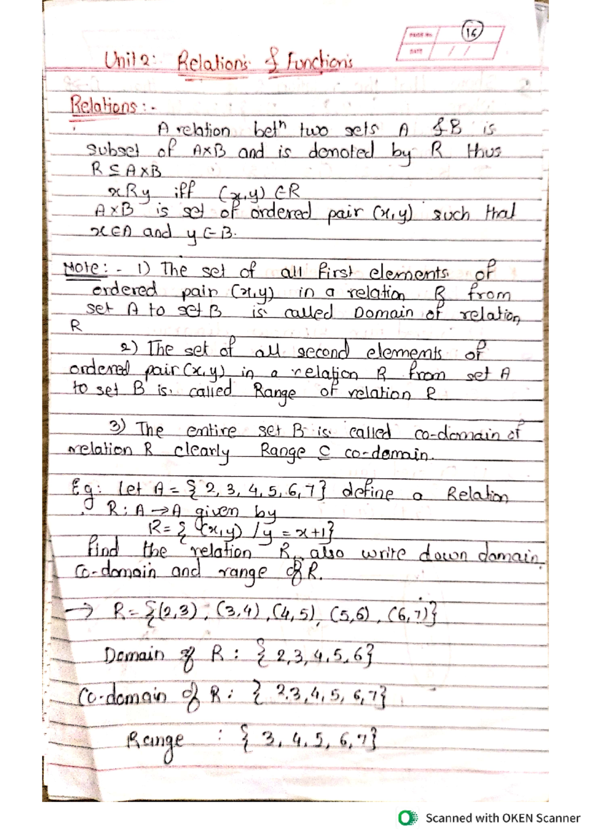 Unit 2 Relation N Function - called Range of relation R 3) The entire set B is. called of ...