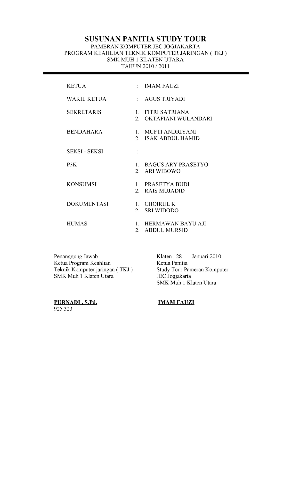 330643878 Susunan Panitia Study Tour Tkj - SUSUNAN PANITIA STUDY TOUR ...