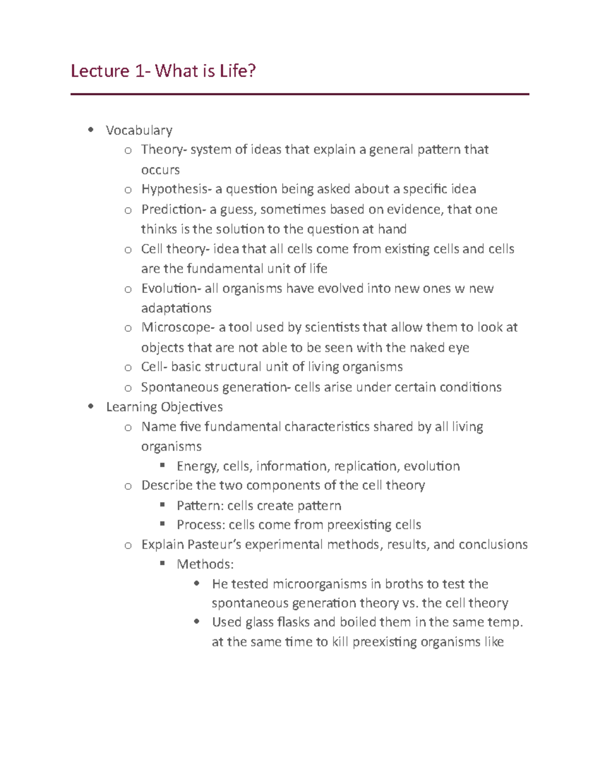 Lecture 1- What is life - Zapanta - Lecture 1- What is Life? Vocabulary ...