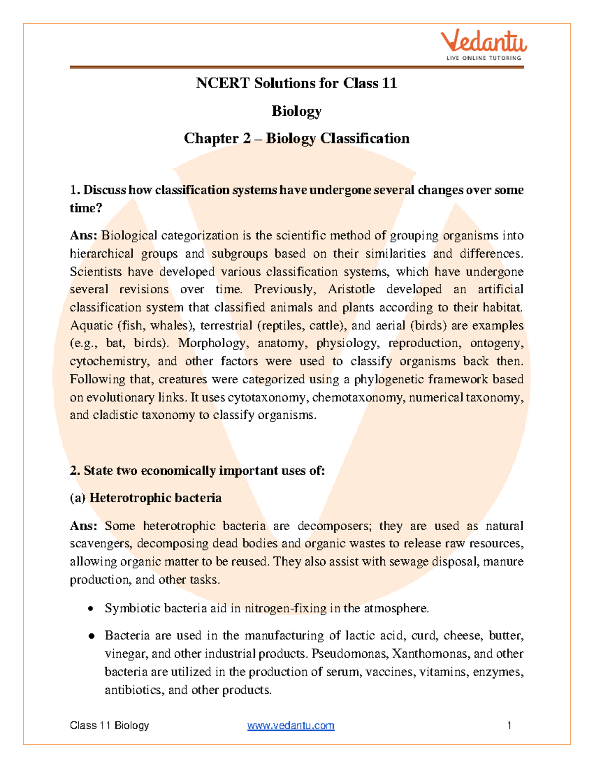 Class 11 - Biology - Biological Classification - NCERT Solutions for ...