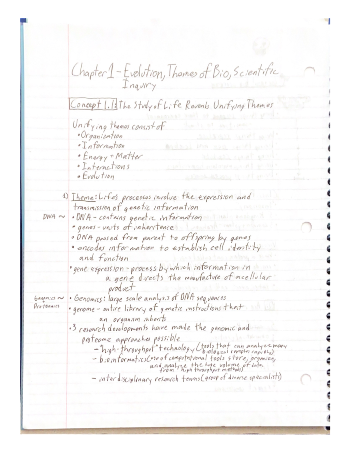 Biochapter 1pg1 - 1.1: unifying themes intro, theme 1 - BIOL 101L - Studocu