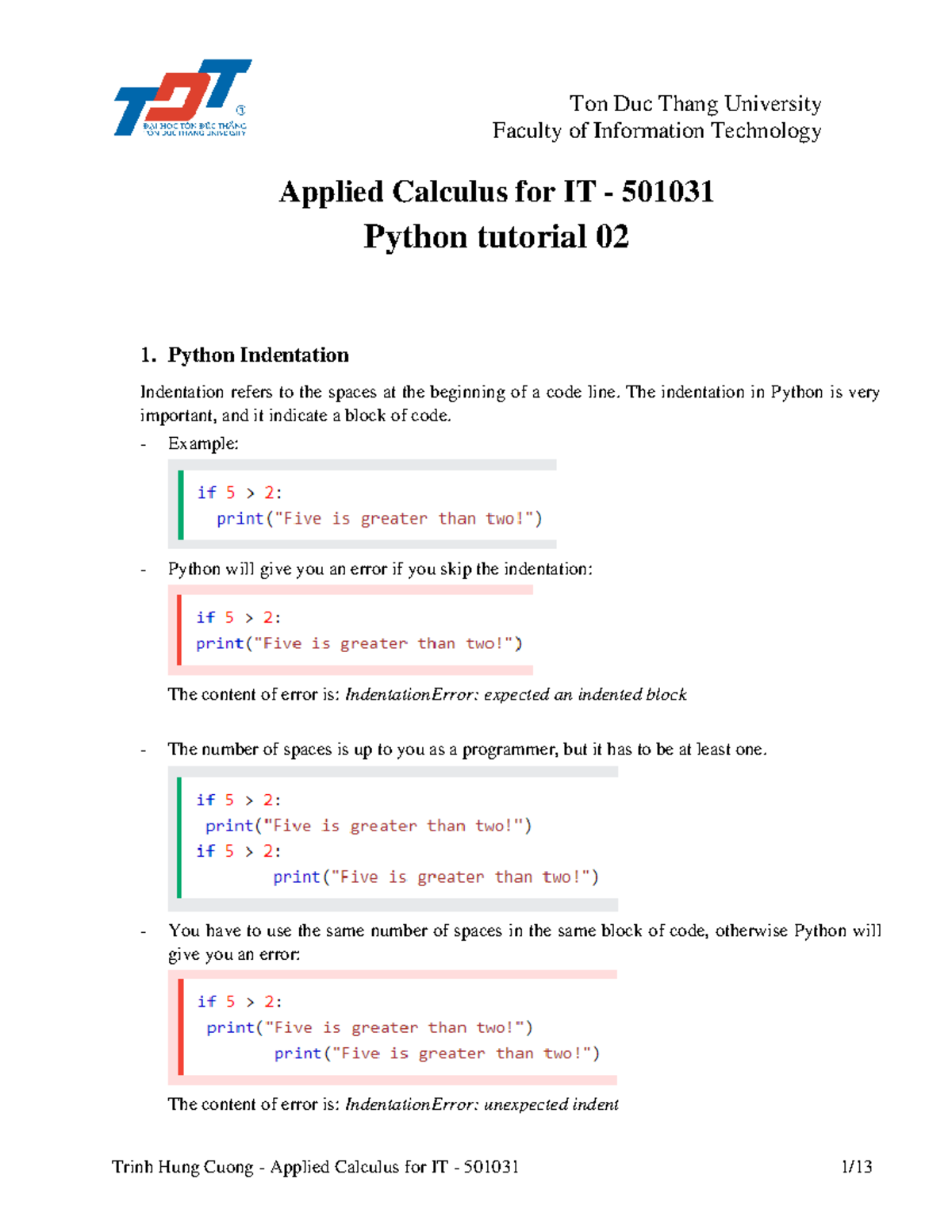 Lab02 Python 2 - GOOD - Faculty of Information Technology Applied ...