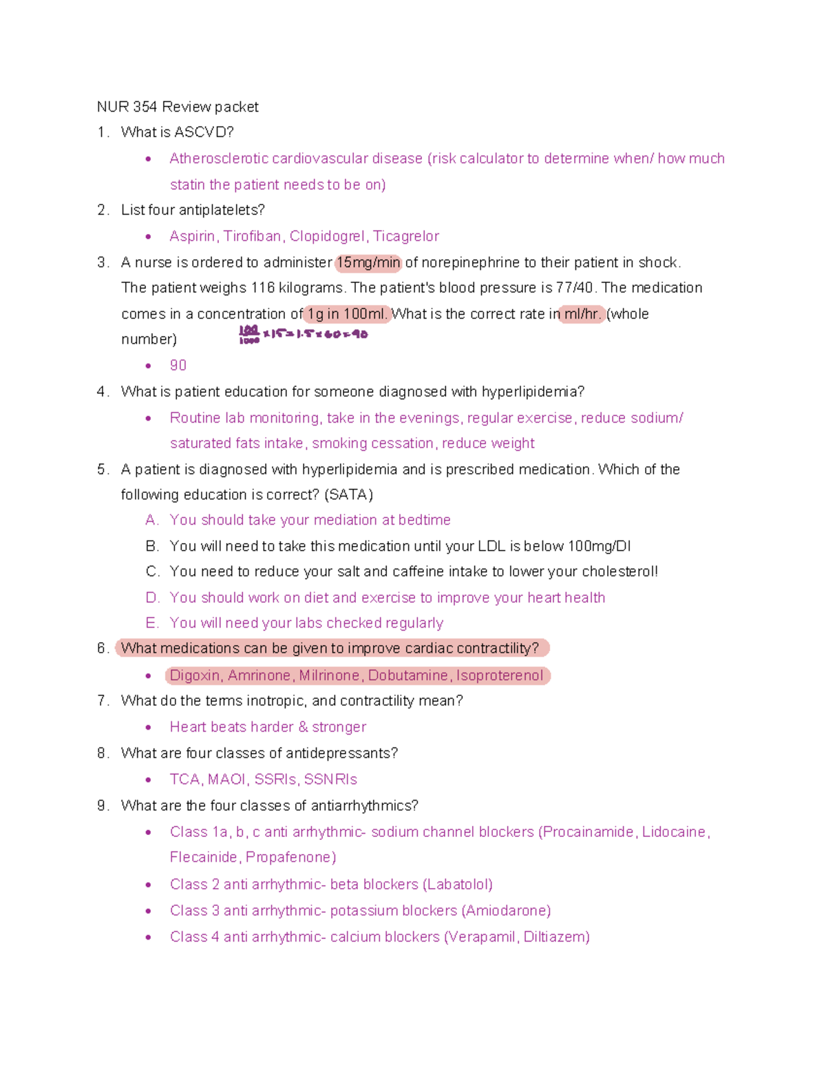 Review packet exam 3 - NUR 354 Review packet What is ASCVD ...