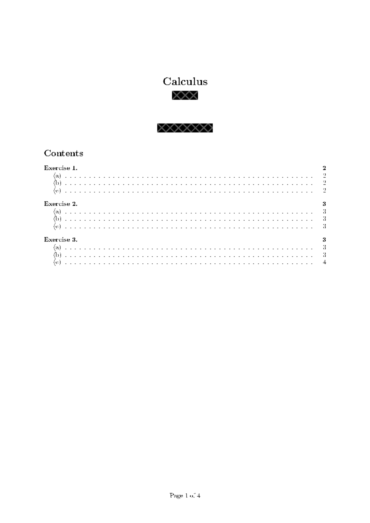 Calculus for matematik - Calculus Exercise 1. Contents (a) (b) (c ...