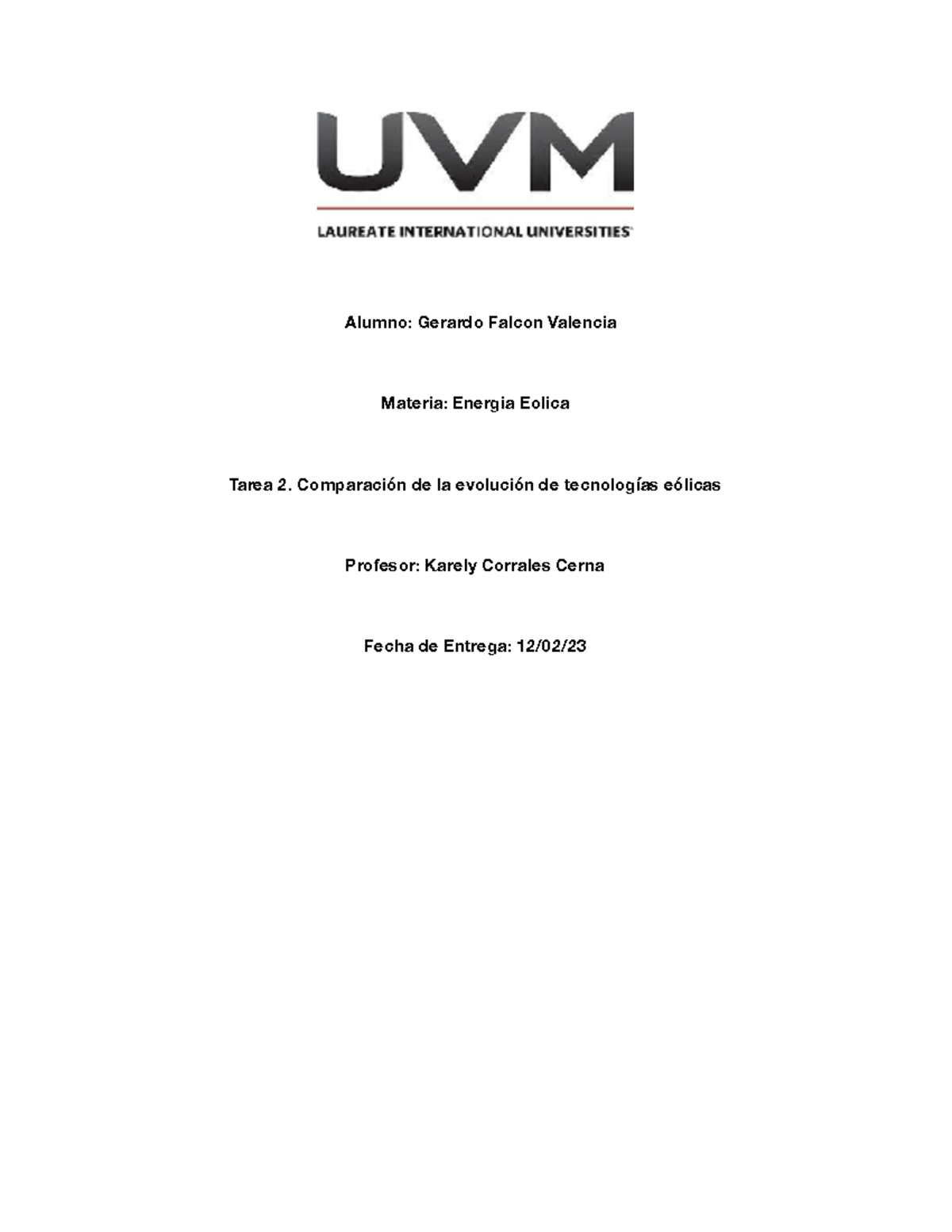 Tarea 2 eolica - wejk ejo do do2ejq wdo2 qwd2j qwd - Alumno: Gerardo ...