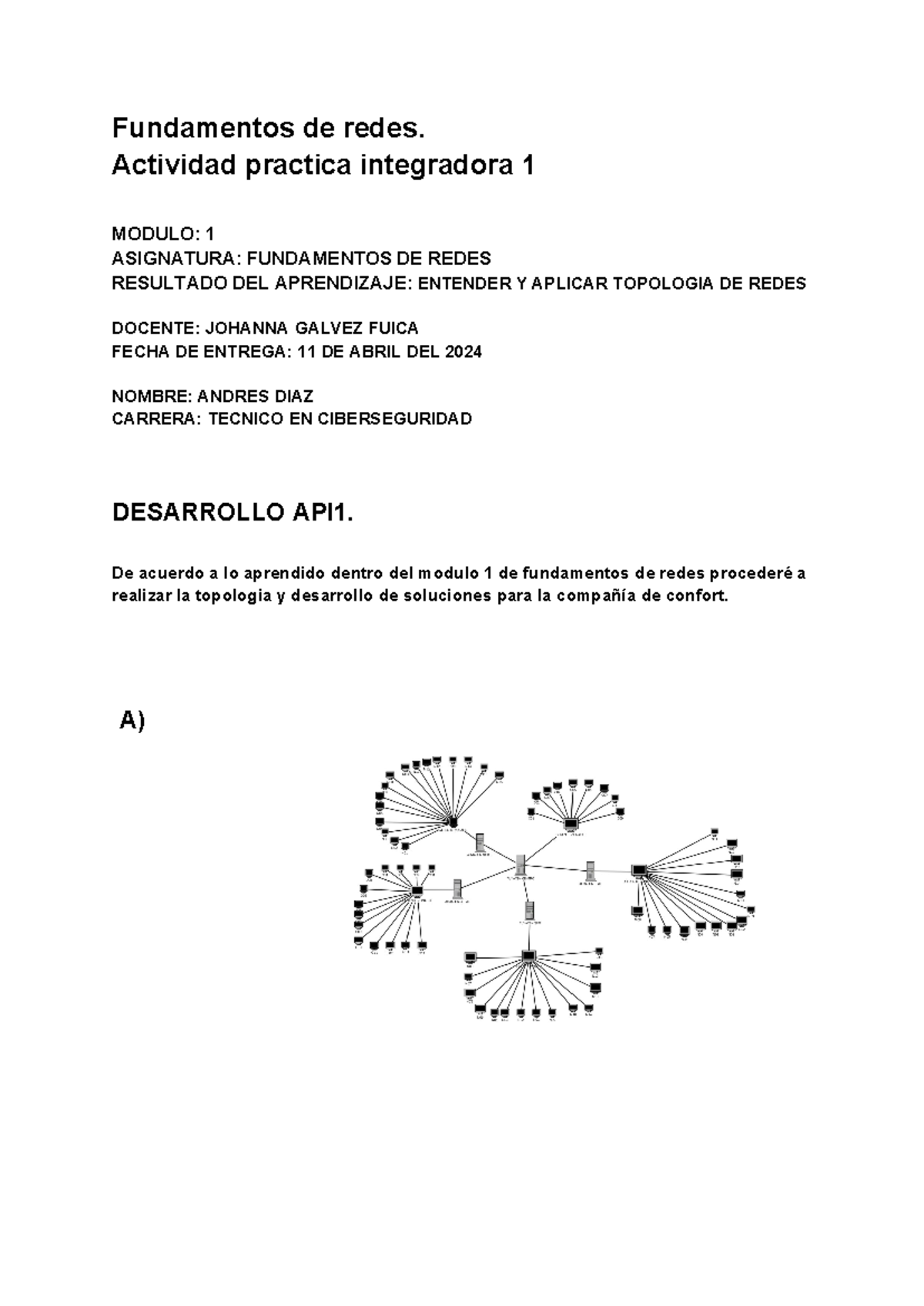 API1 fundamento redes - Fundamentos de redes. Actividad practica integradora 1 MODULO: 1 ...