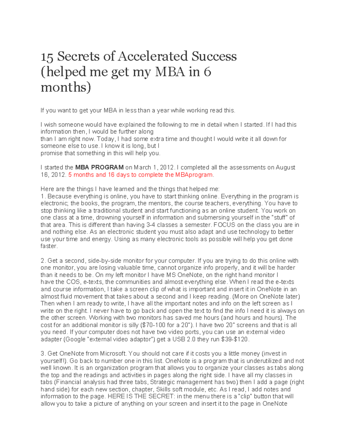 15 Secrets of Accelerated Success - 15 Secrets of Accelerated Success ...