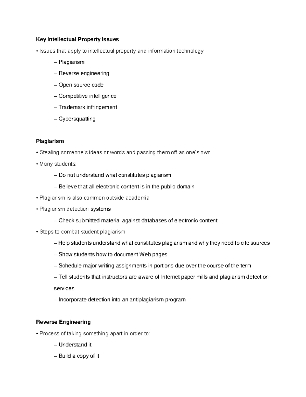 Key Intellectual Property Issues - Key Intellectual Property Issues ...