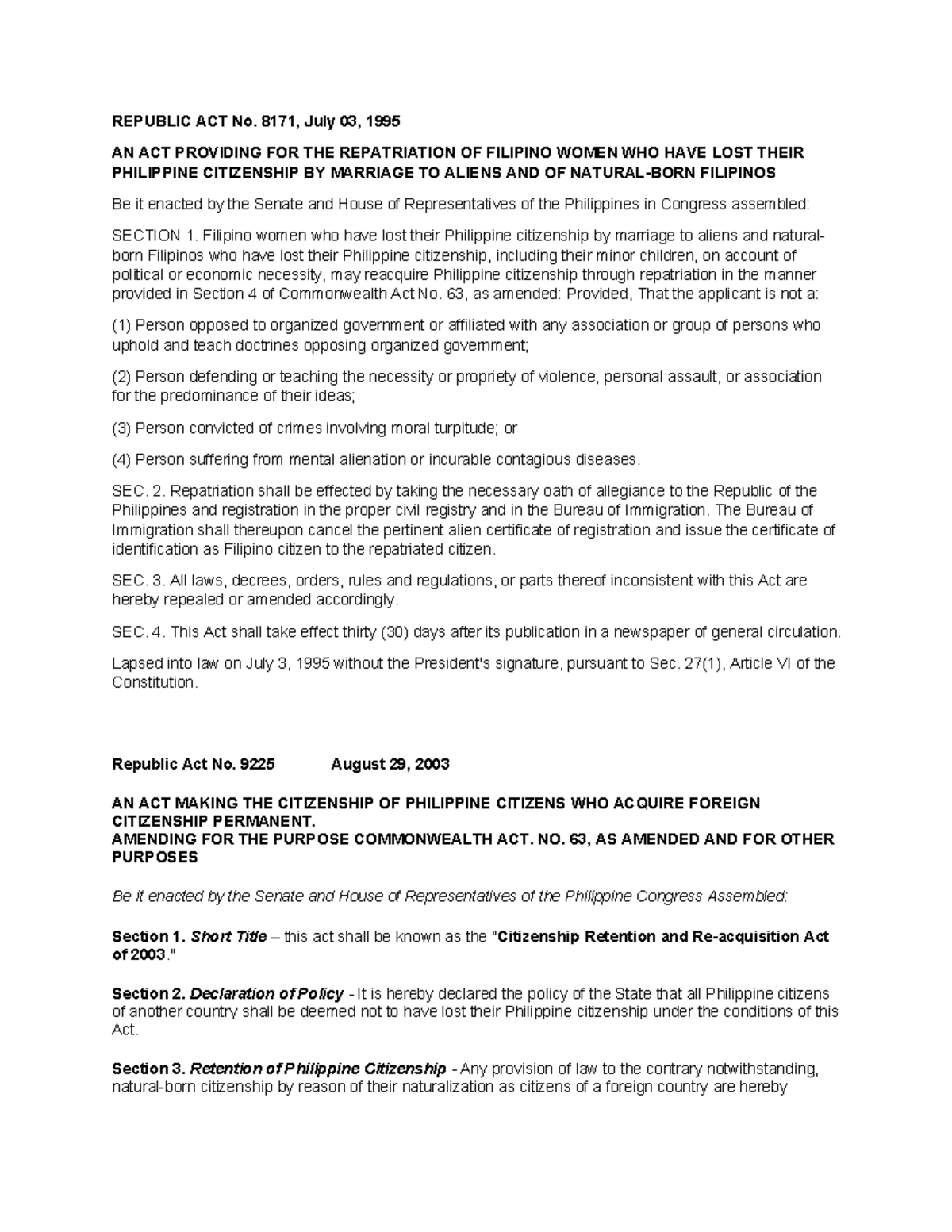 citizenship-and-territory-republic-act-no-8171-july-03-1995-an-act