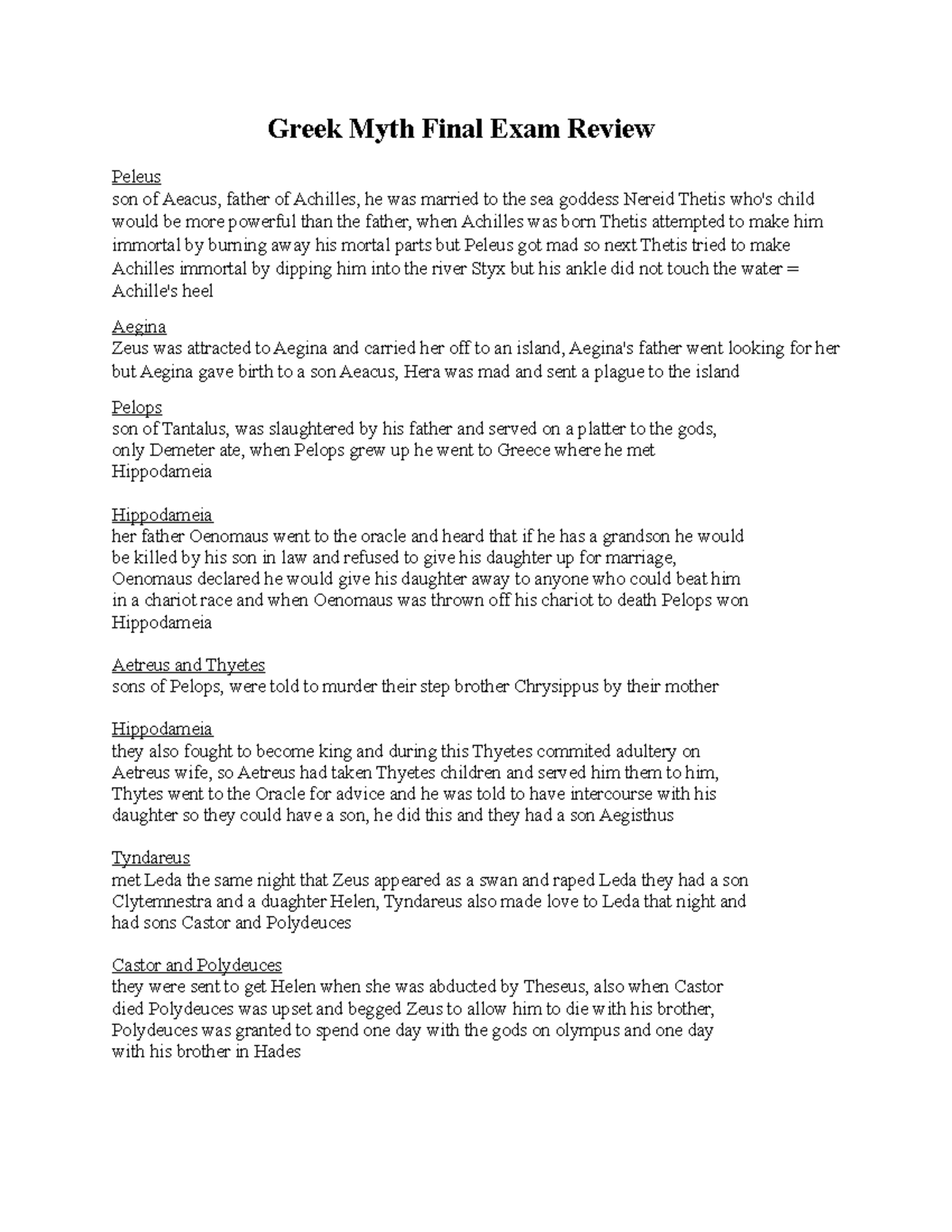 Greek Myth Final Exam Review - .. 1. avoid hubris 2. know your stations ...