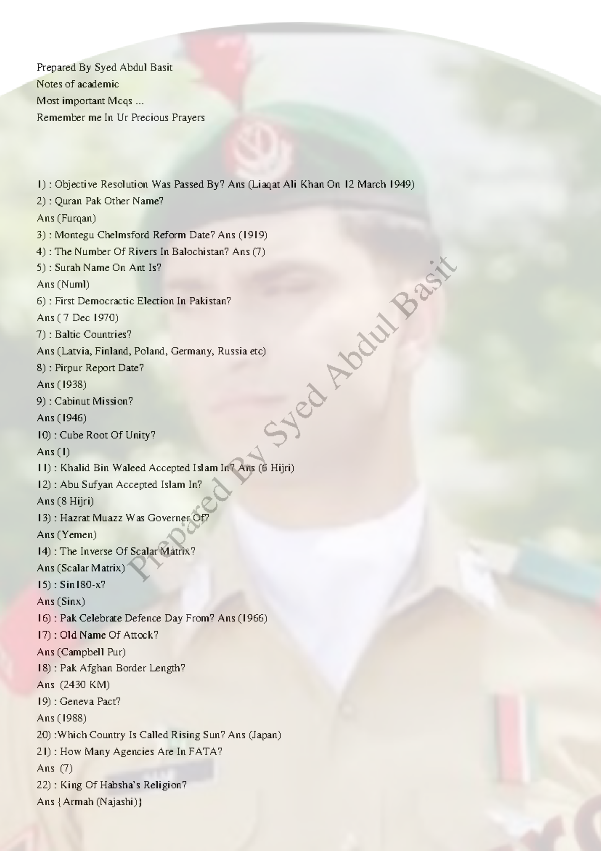 1st Academic Portion By Syed Abdul Basit - Prepared By Syed Abdul Basit ...