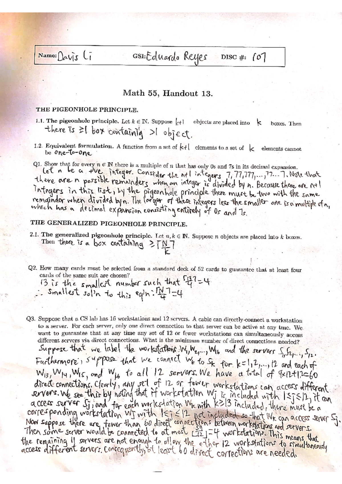 Math 55, Handout 13 - Lecture notes 13 - MATH 55 - Studocu