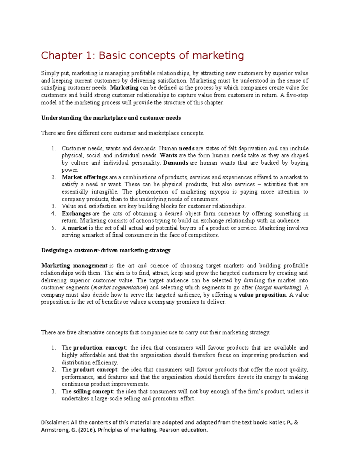Marketing Management - Chapter 1: Basic concepts of marketing Simply ...