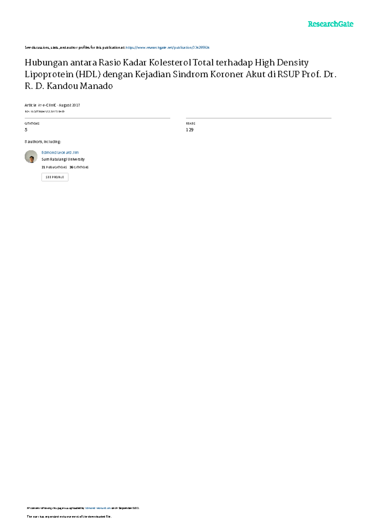 Hubungan antara Rasio Kadar Kolesterol Total terha - See discussions, stats, and author profiles ...