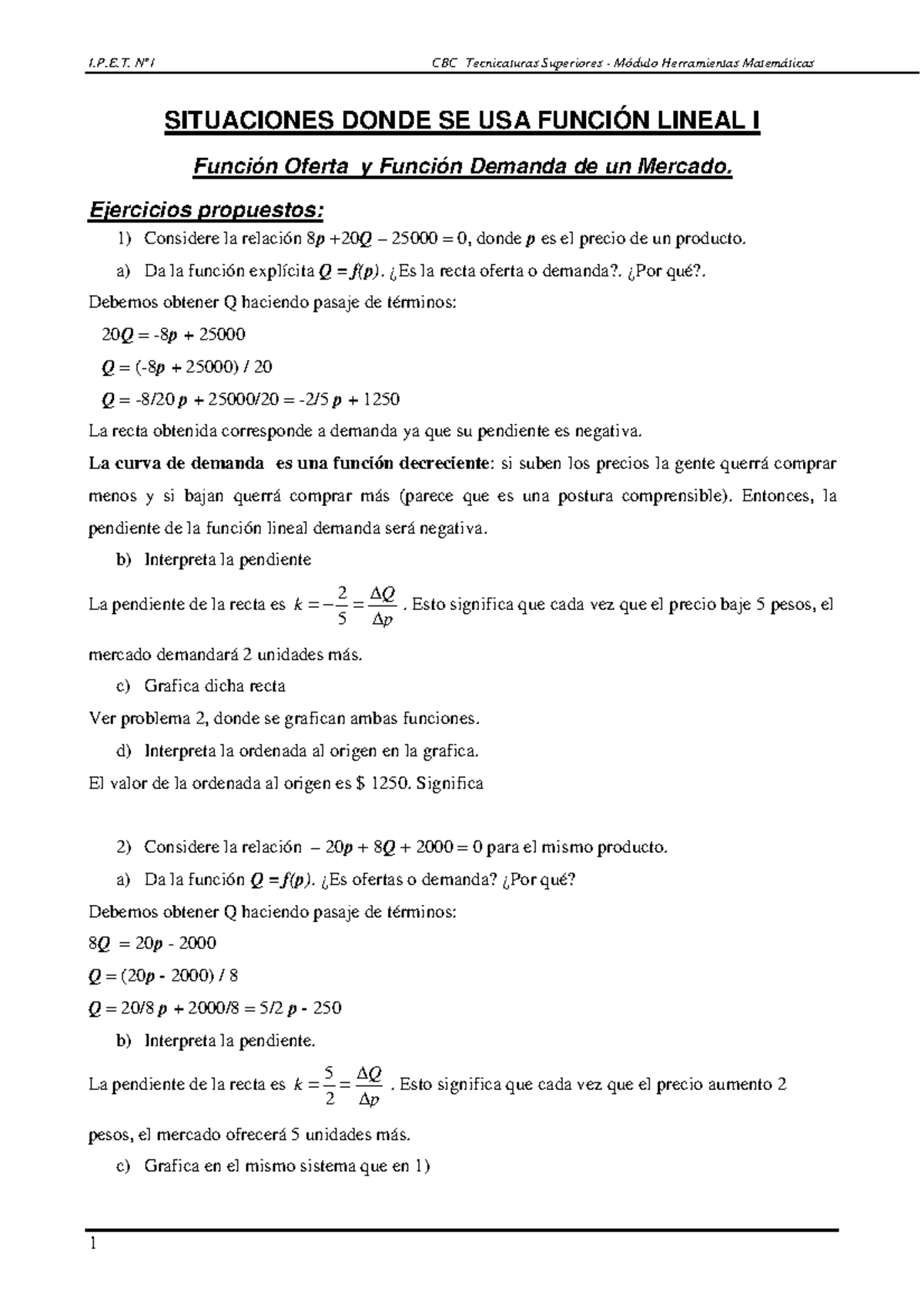 Oferta y demanda problemas resueltos - SITUACIONES DONDE SE USA FUNCIÓN ...