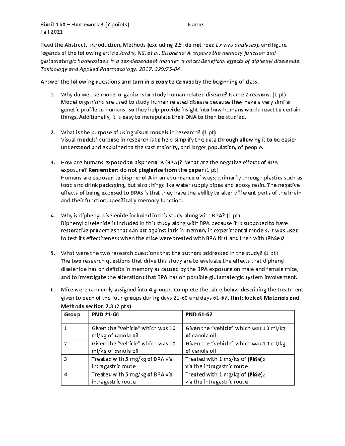 Bio Lit WK3 HW - Fall 2021 BioLit Week 3 Homework - BioLit 160 ...