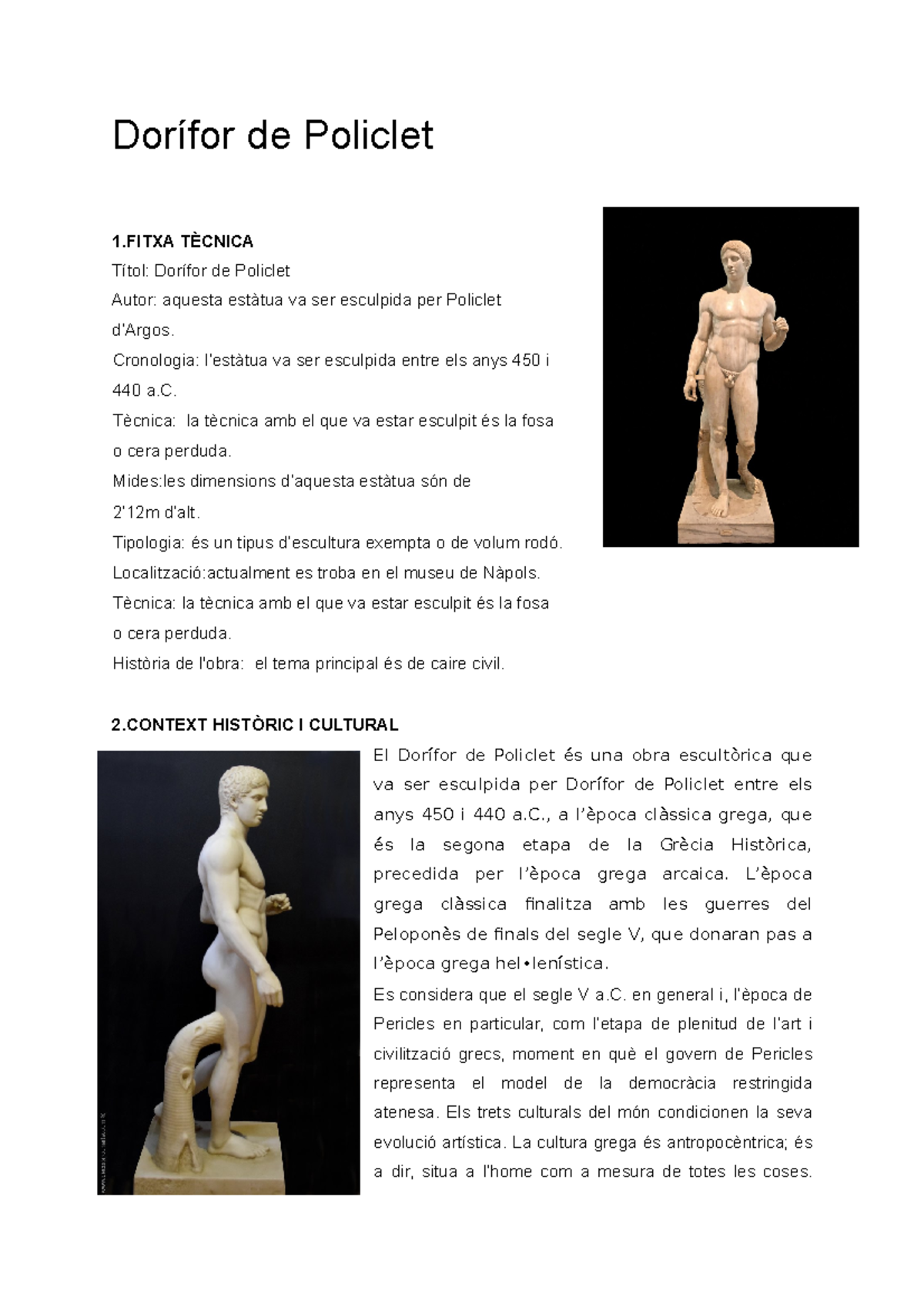 Dorífor de Policlet 4y4wyw4 - Dorífor de Policlet 1 TÈCNICA Títol ...